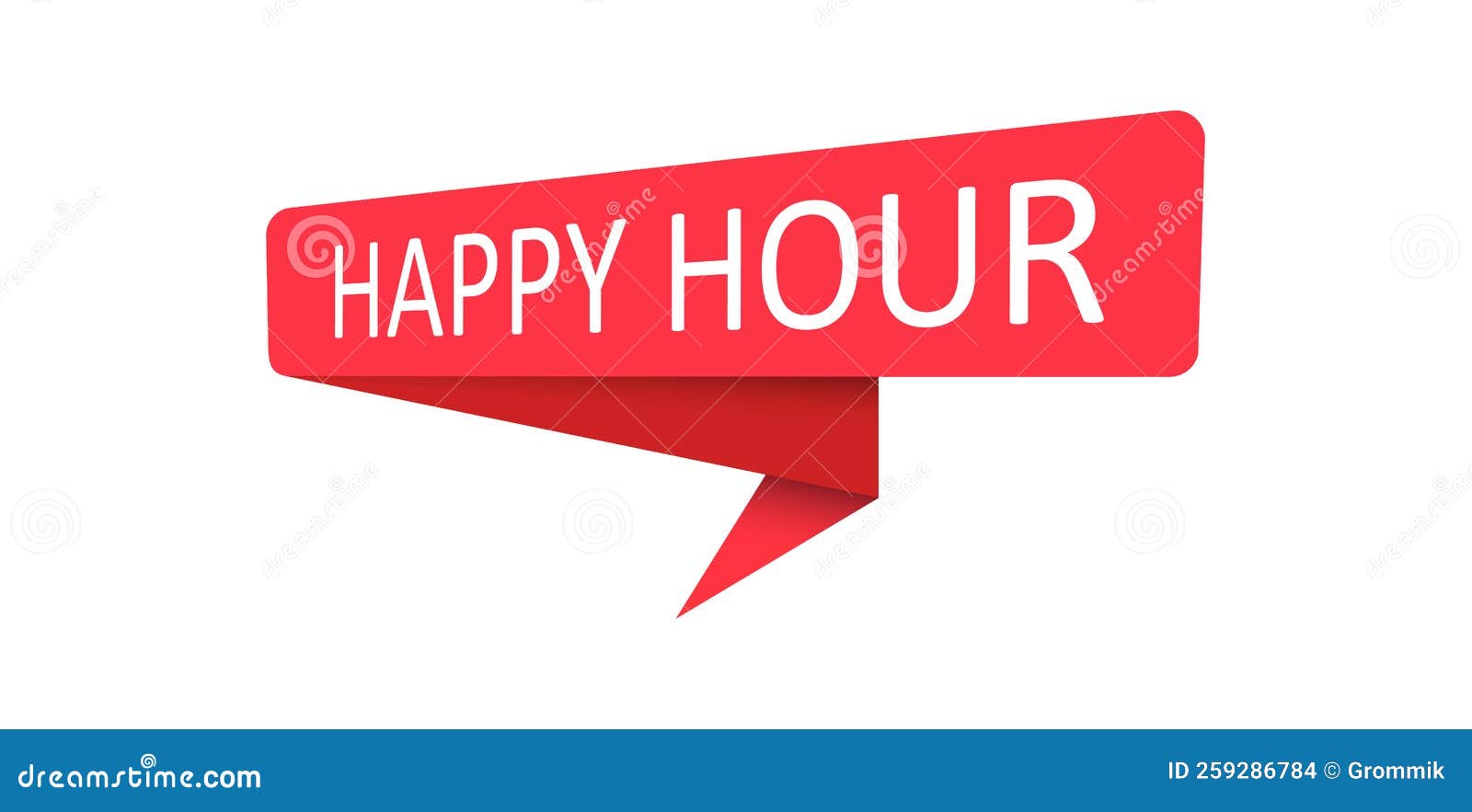 Happy Hour. a Red Banner, Pointer, Sticker, Label or Speech Bubble for ...