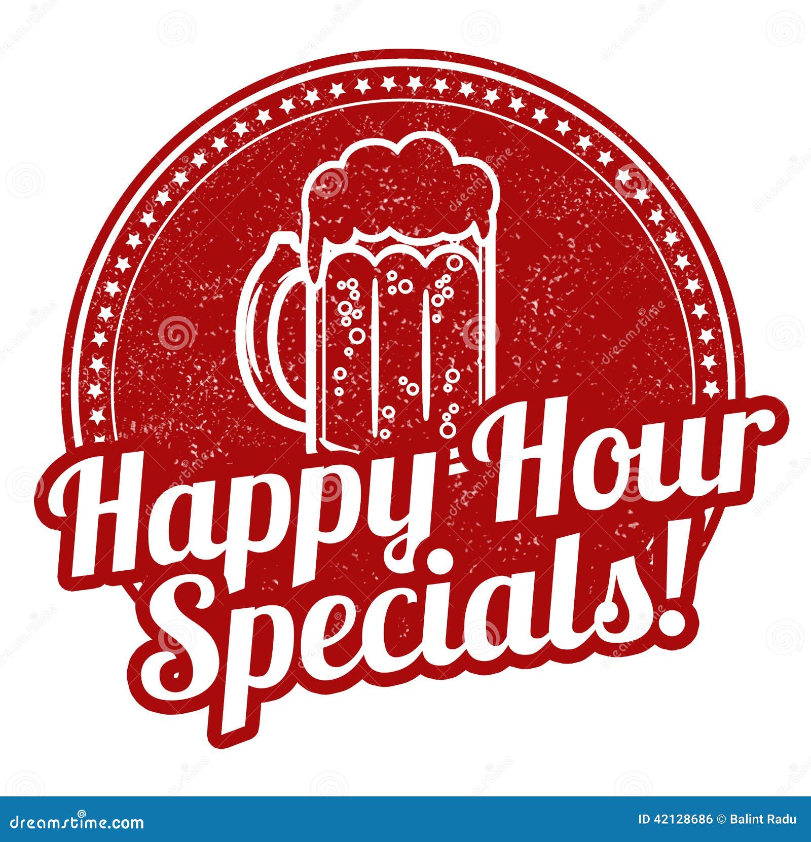 Happy hour specials stamp stock vector. Illustration of isolated - 42128686