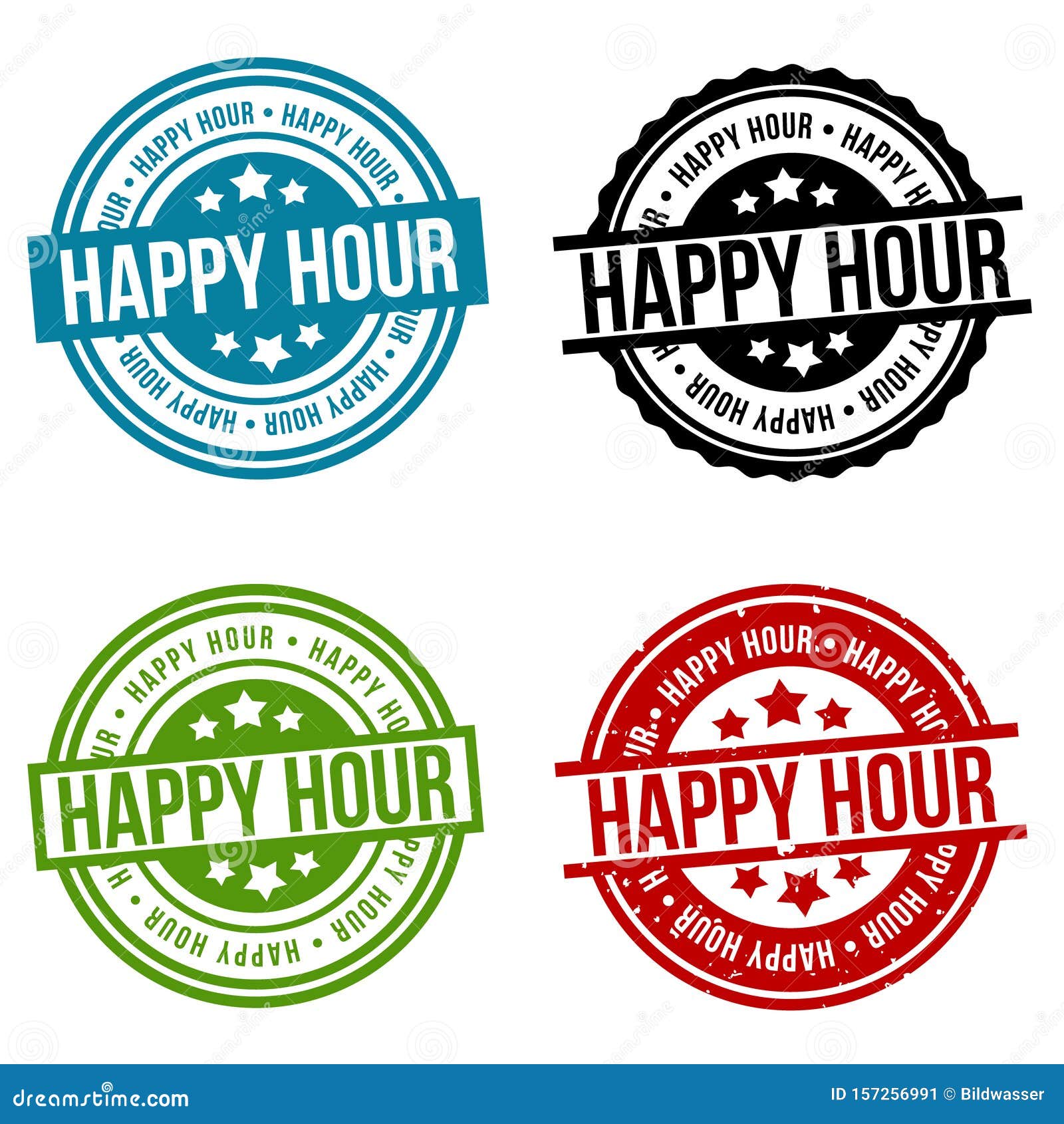 Happy Hour Stamp Collection Stock Vector - Illustration of discount ...