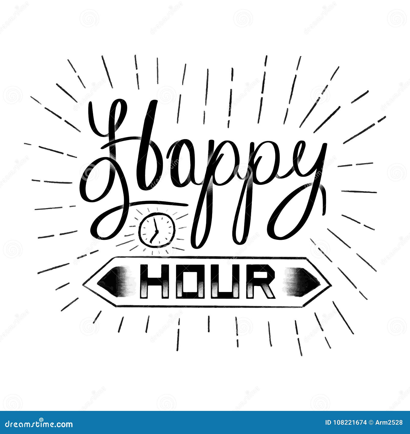 Happy Hour in Style Calligraphy Stock Vector - Illustration of vector ...