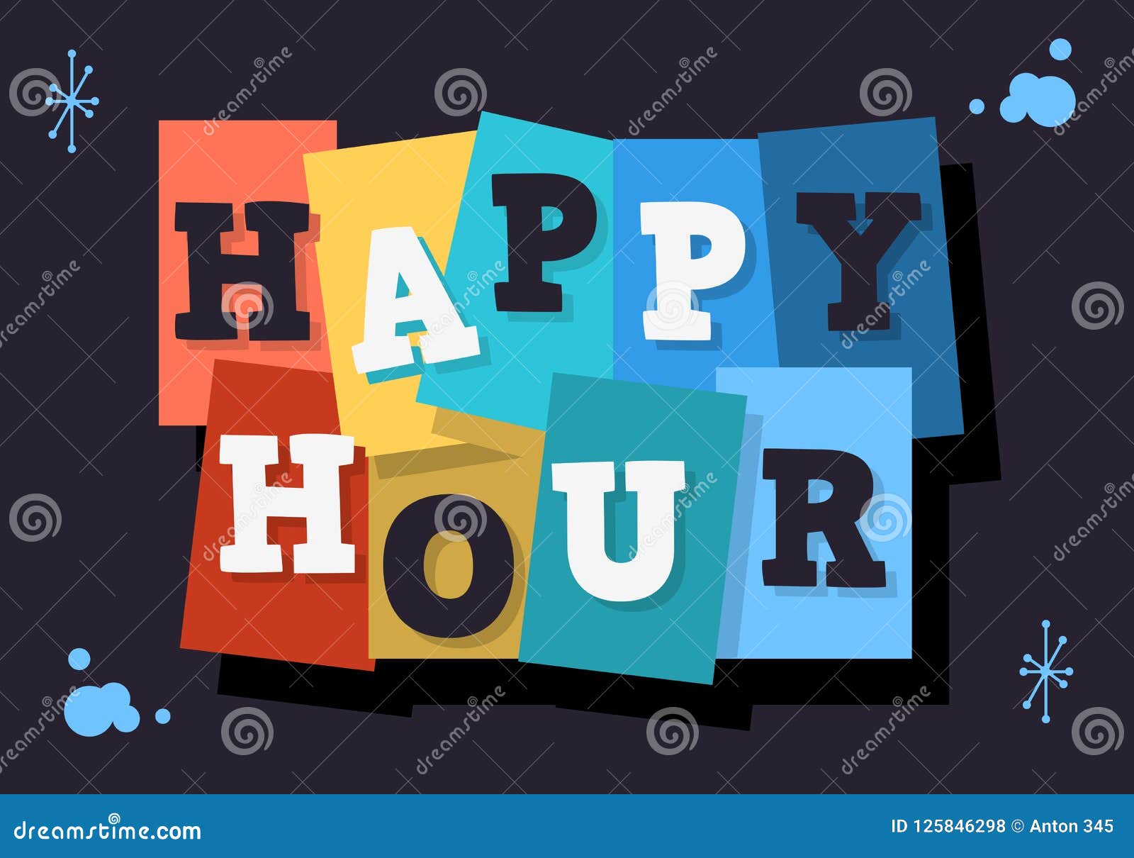 Happy Hour Typographic Type Design Vector Image Stock Vector ...