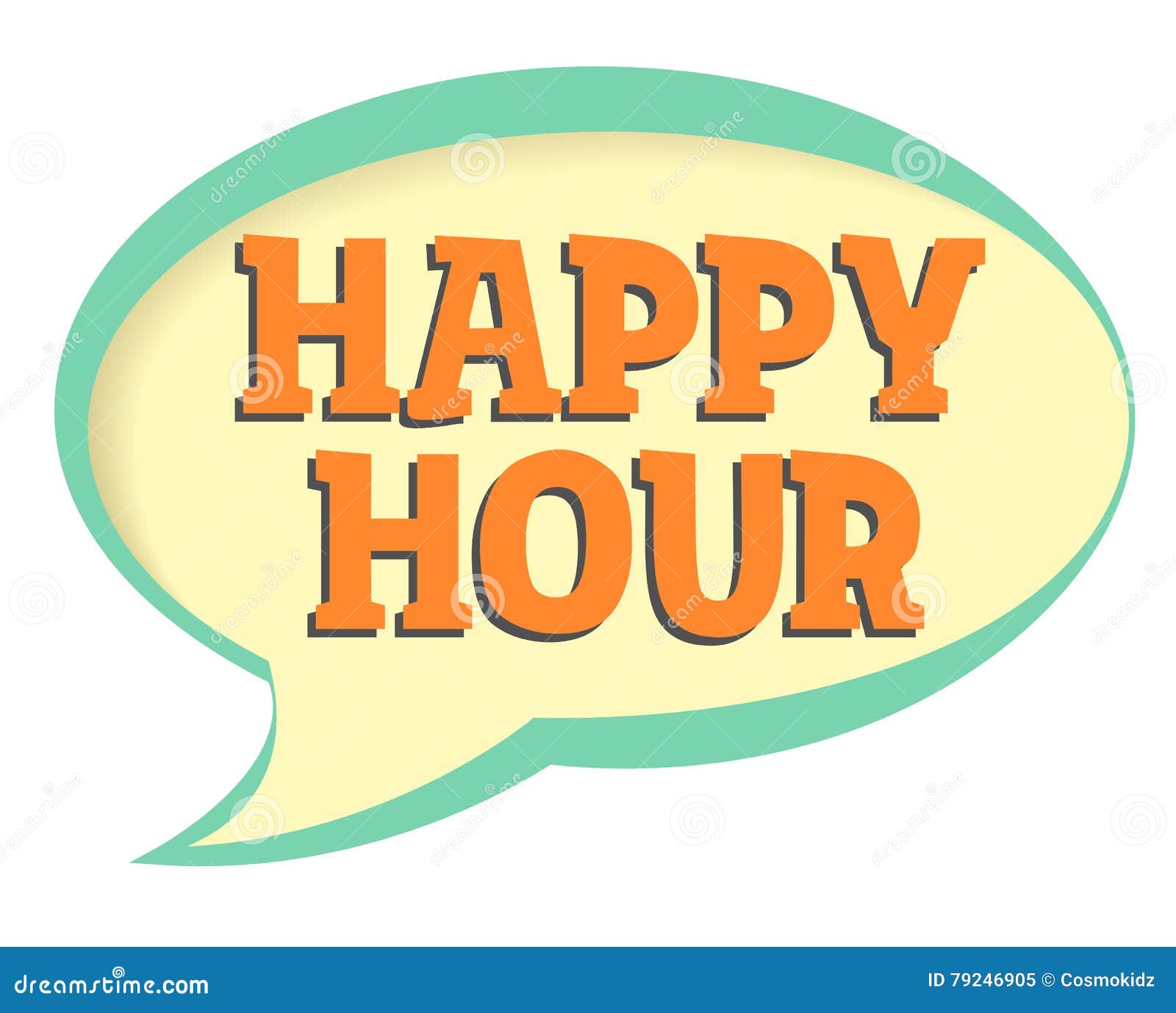 Happy Hour Vector Sticker. Volume Frame with Shadow. Speech Bubble in ...