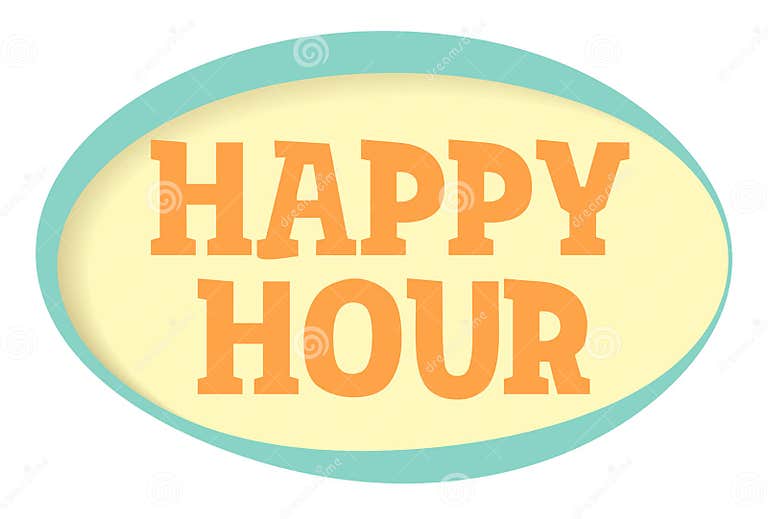 Happy Hour Vector Sticker. Volume Frame with Shadow. Speech Bubble in ...