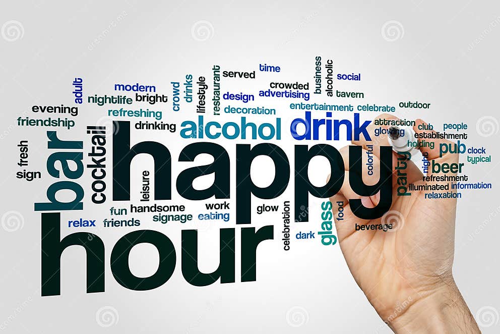 Happy hour word cloud stock illustration. Illustration of glass - 88648708