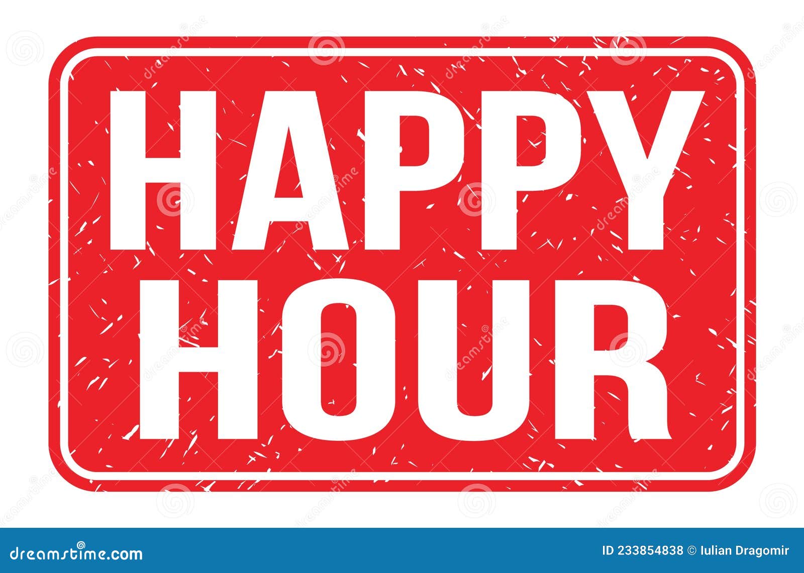 HAPPY HOUR, Words on Red Rectangle Stamp Sign Stock Illustration ...