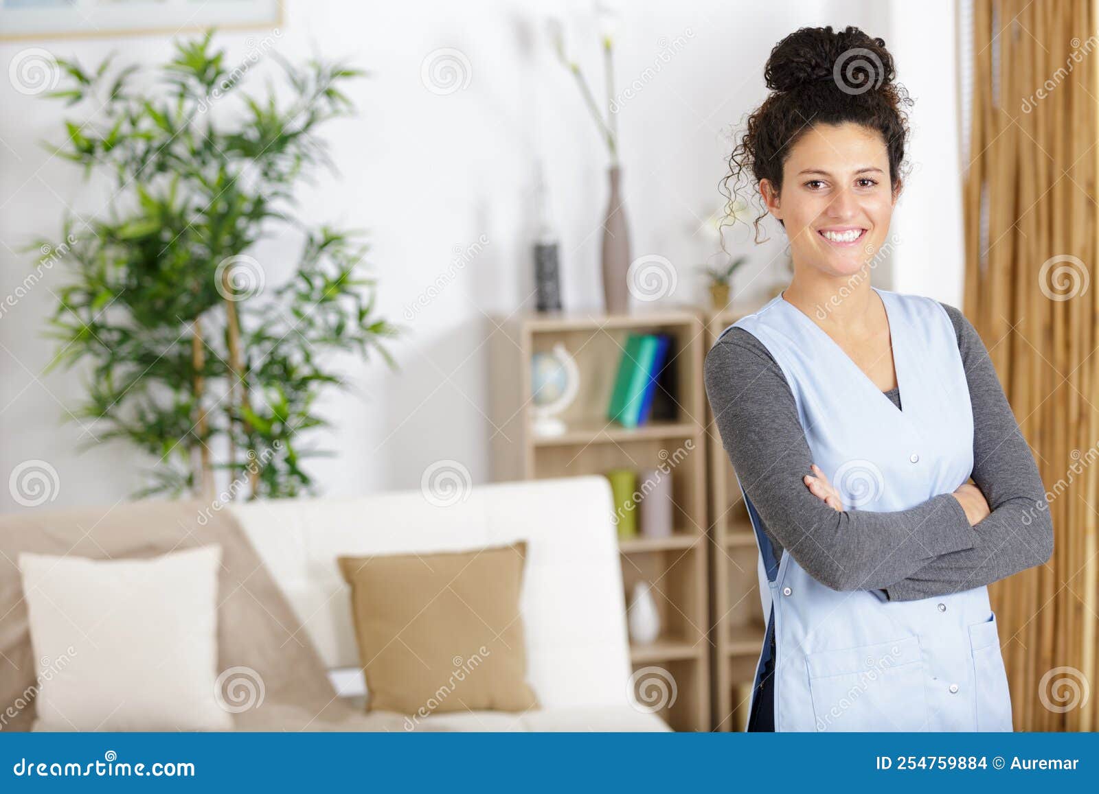 Happy Housekeeper Smiling at Camera Stock Photo - Image of housekeeping ...