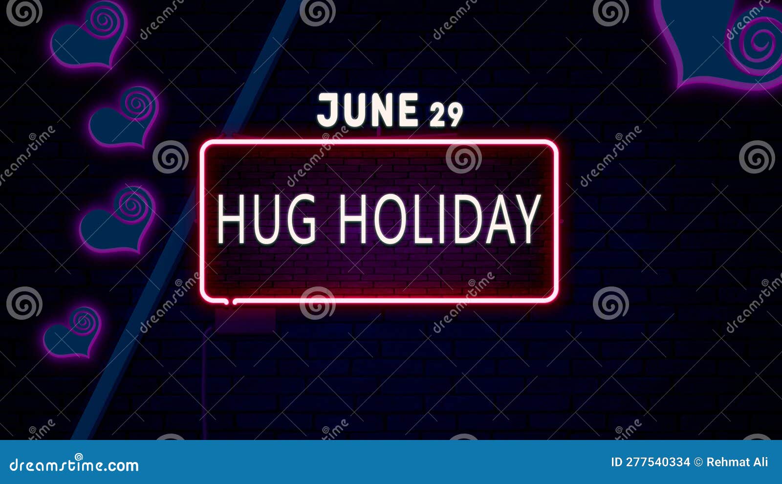 Happy Hug Holiday, June 29. Calendar of June Neon Text Effect, Design ...