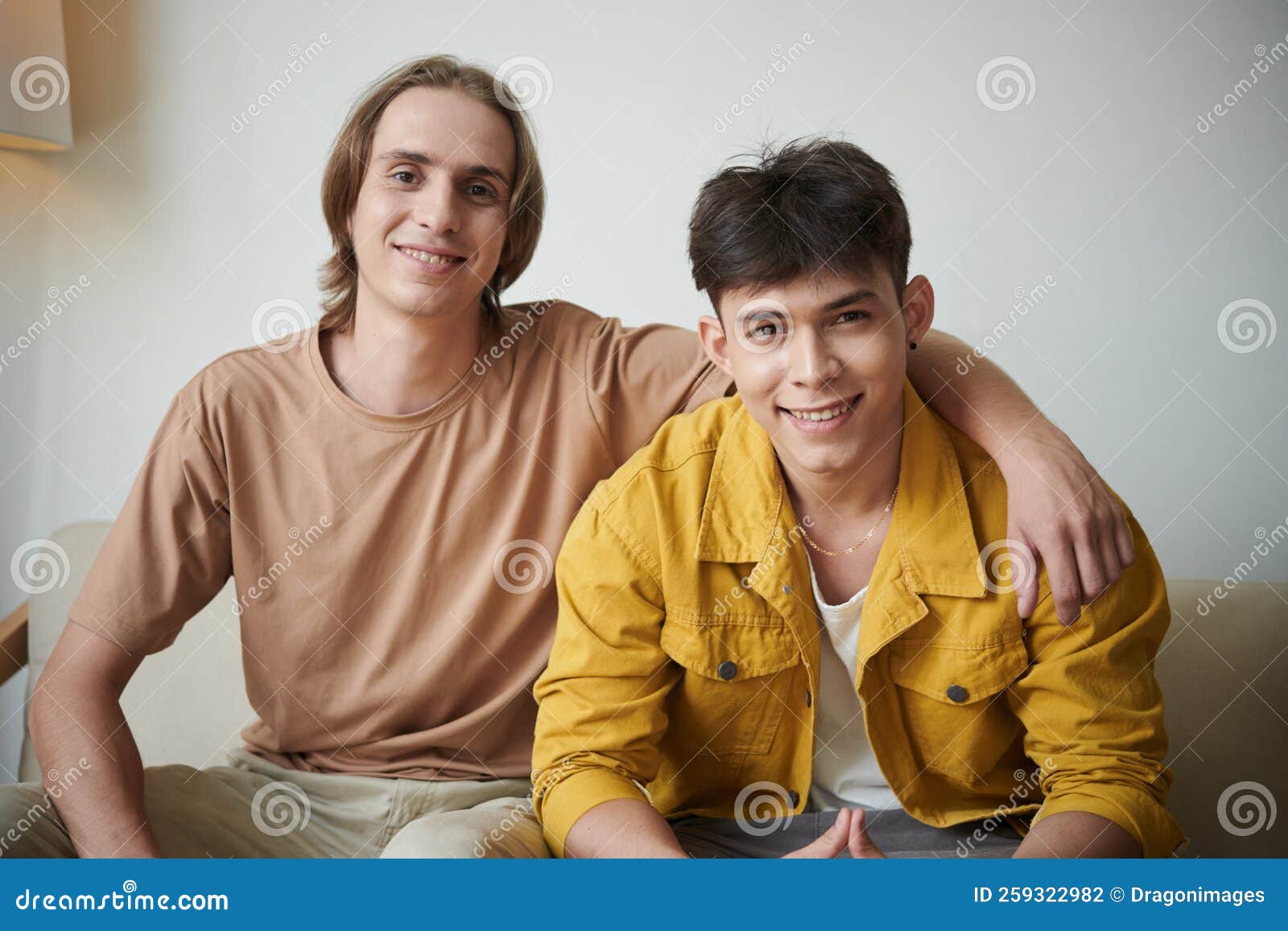 Happy Hugging Buddies stock photo. Image of caucasian - 259322982
