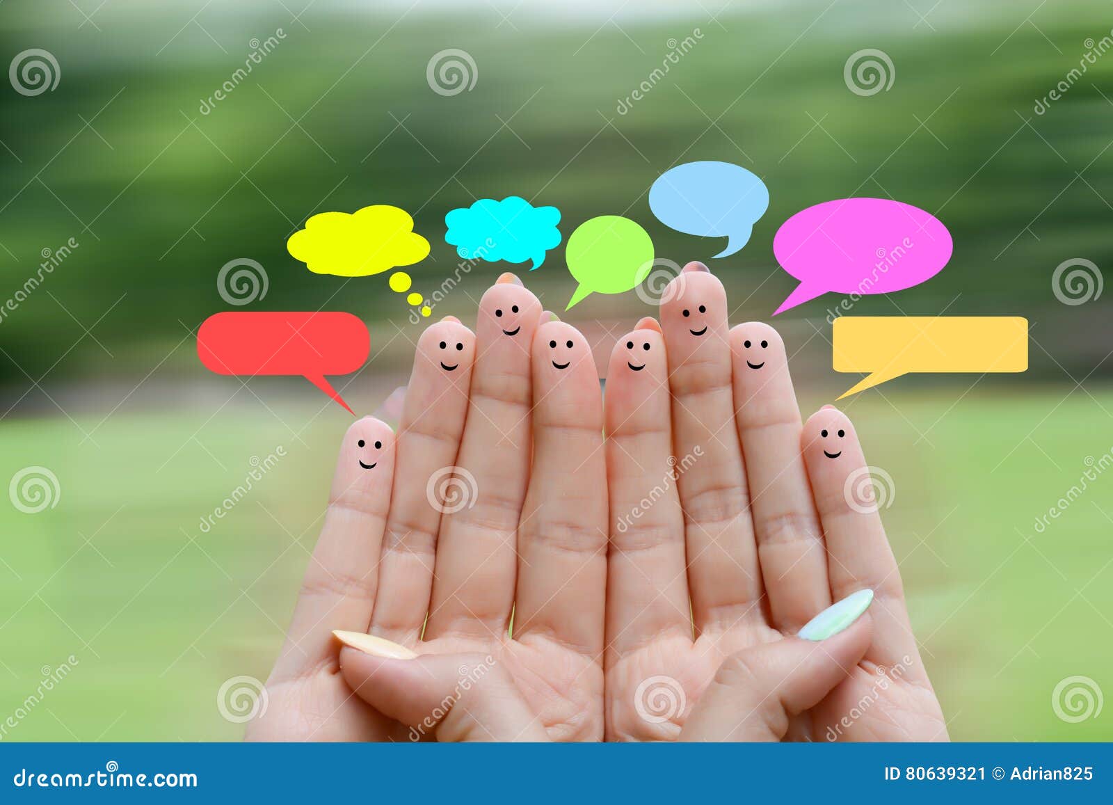 Happy Human Fingers Suggesting Feedback and Communication Concept Stock ...
