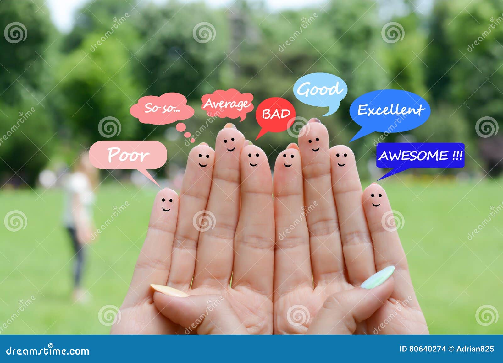 Happy Human Fingers Suggesting Feedback and Communication Concept Stock ...