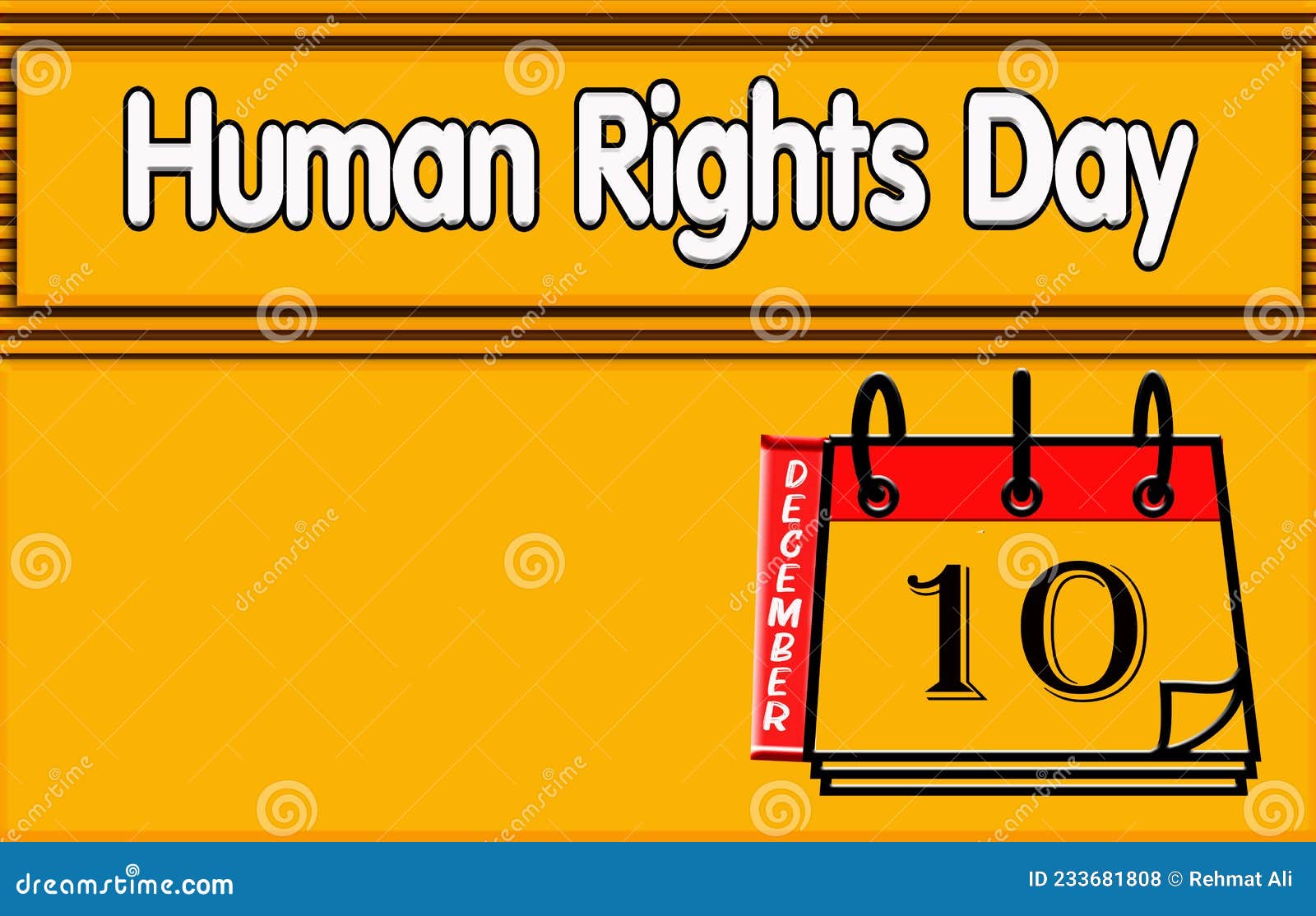 10 December, Human Rights Day, Text Effect on Yellow Background Stock ...