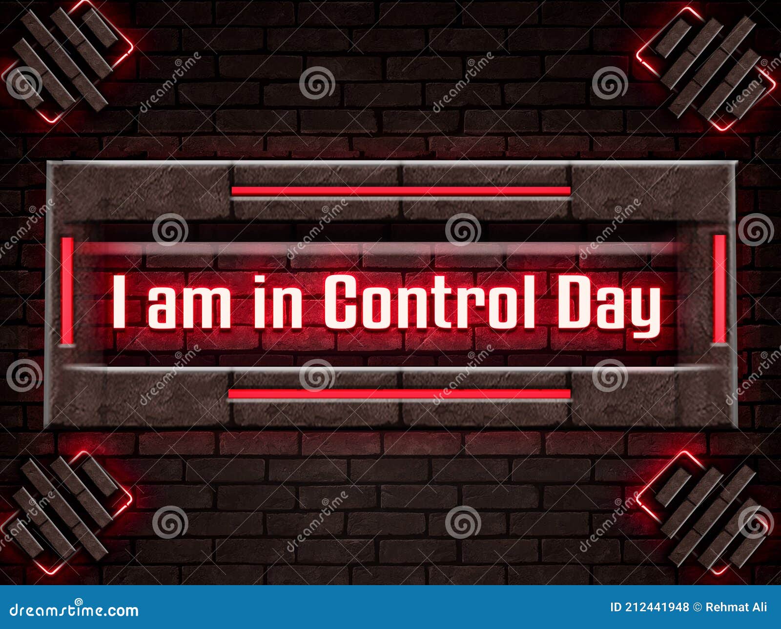 March Month , I am in Control Day, Neon Text Effect on Bricks ...