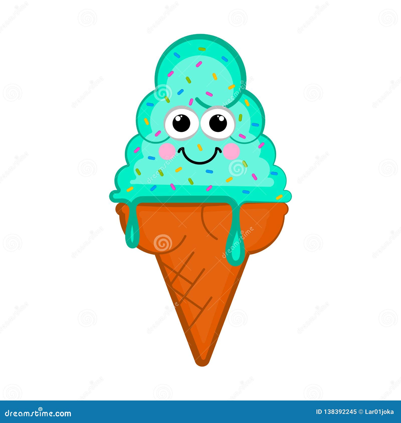 Happy ice cream cone stock vector. Illustration of dairy - 138392245