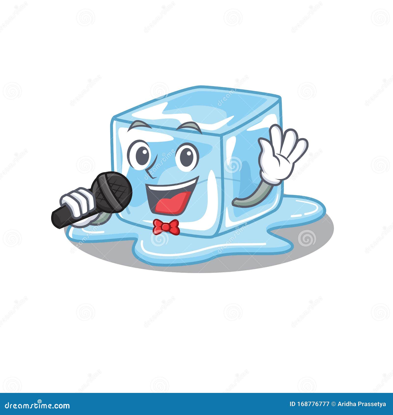 Happy Ice Cube Singing on a Microphone Stock Vector - Illustration of ...