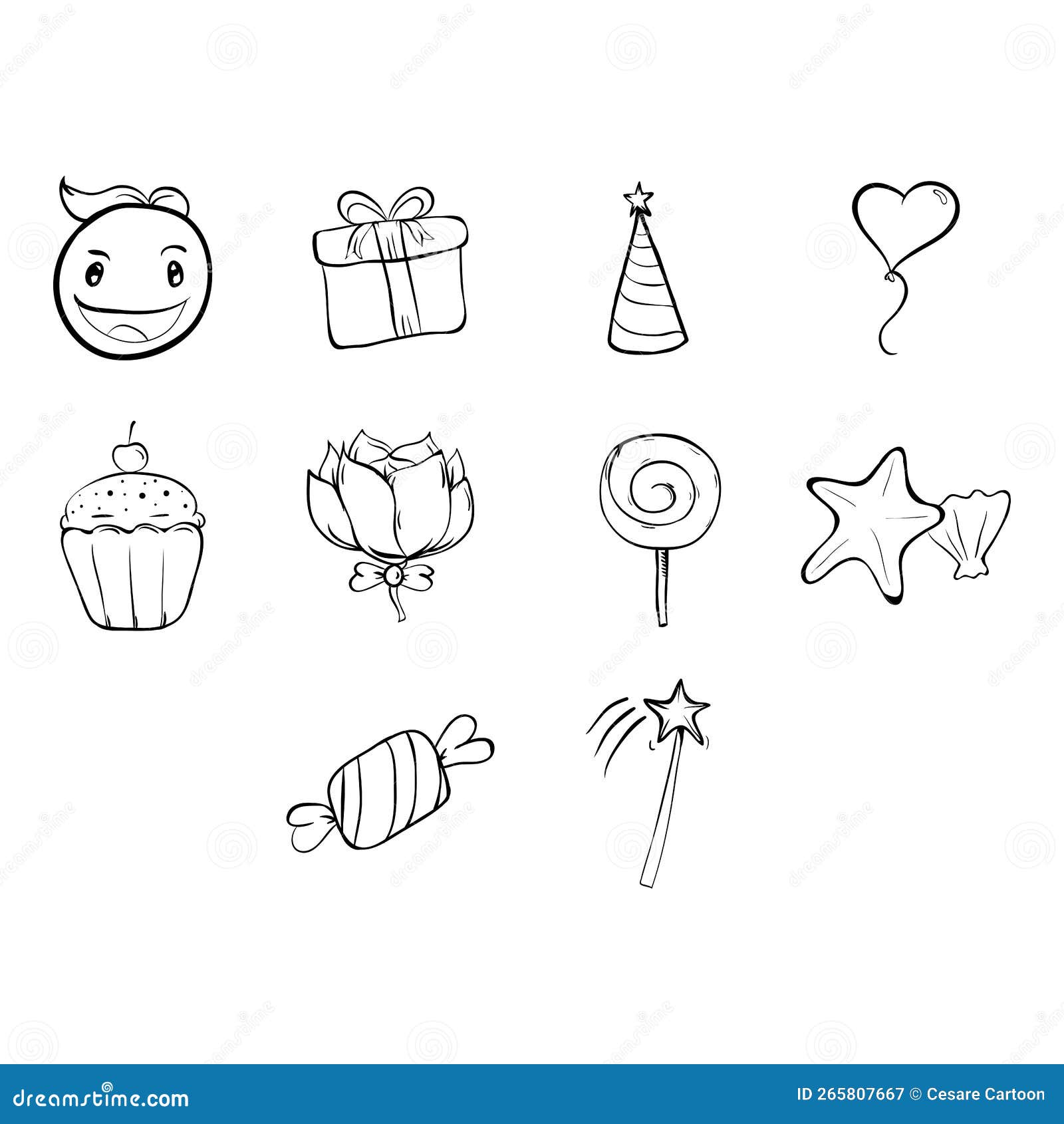 Happy icon set stock vector. Illustration of simple - 265807667