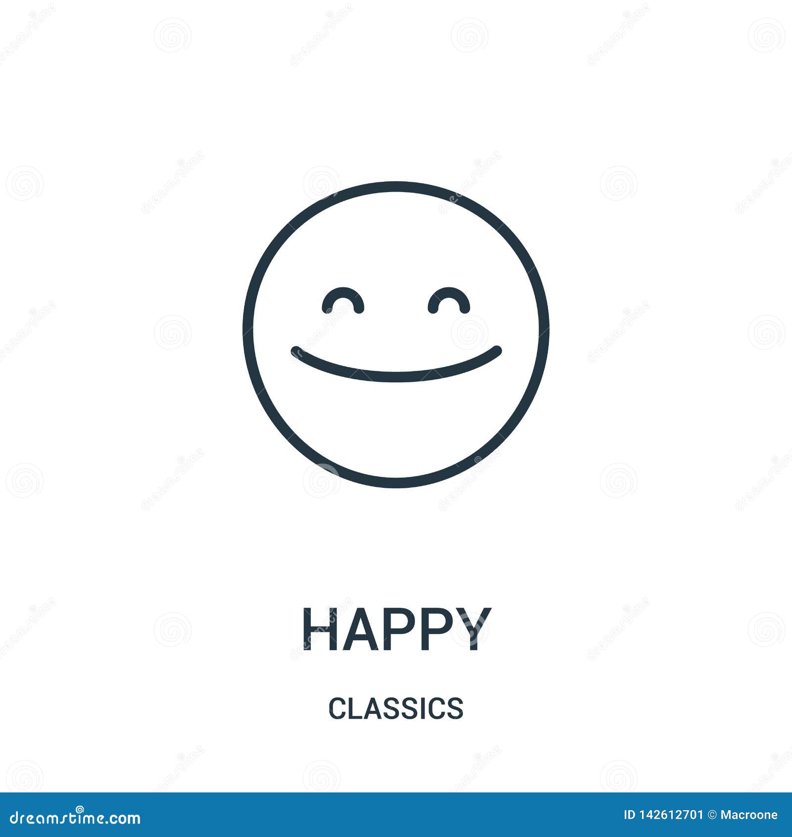 Happy Icon Vector from Classics Collection. Thin Line Happy Outline ...