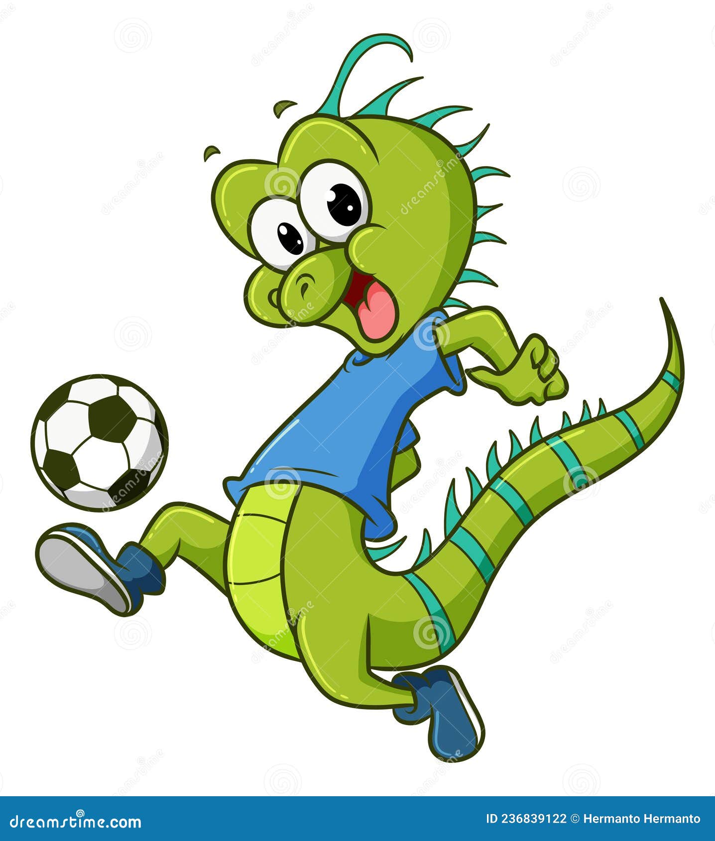 The Happy Iguana is Playing the Football Stock Vector - Illustration of ...