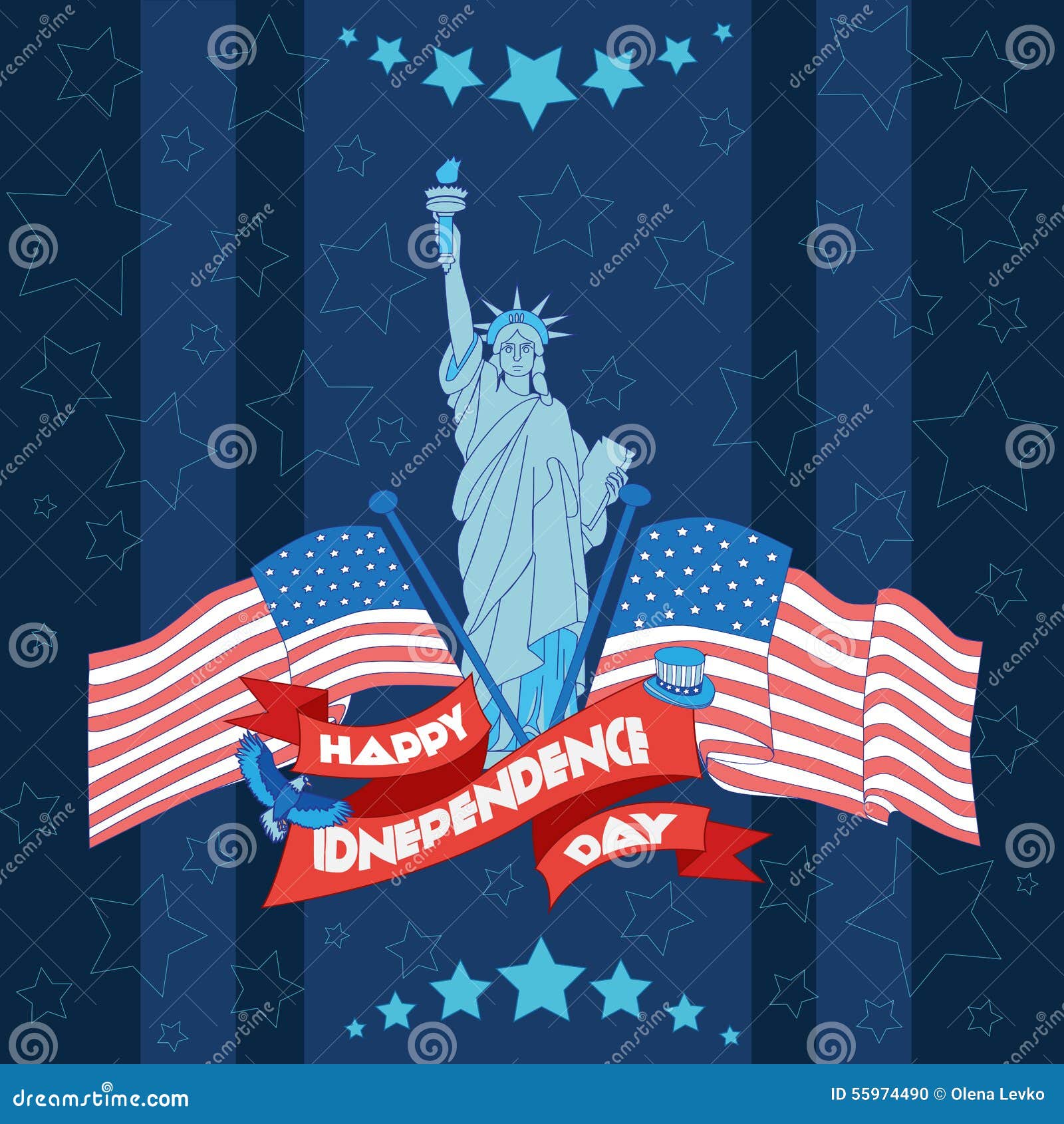 Happy Independence Day Banner. Flat Illustration Stock Illustration ...