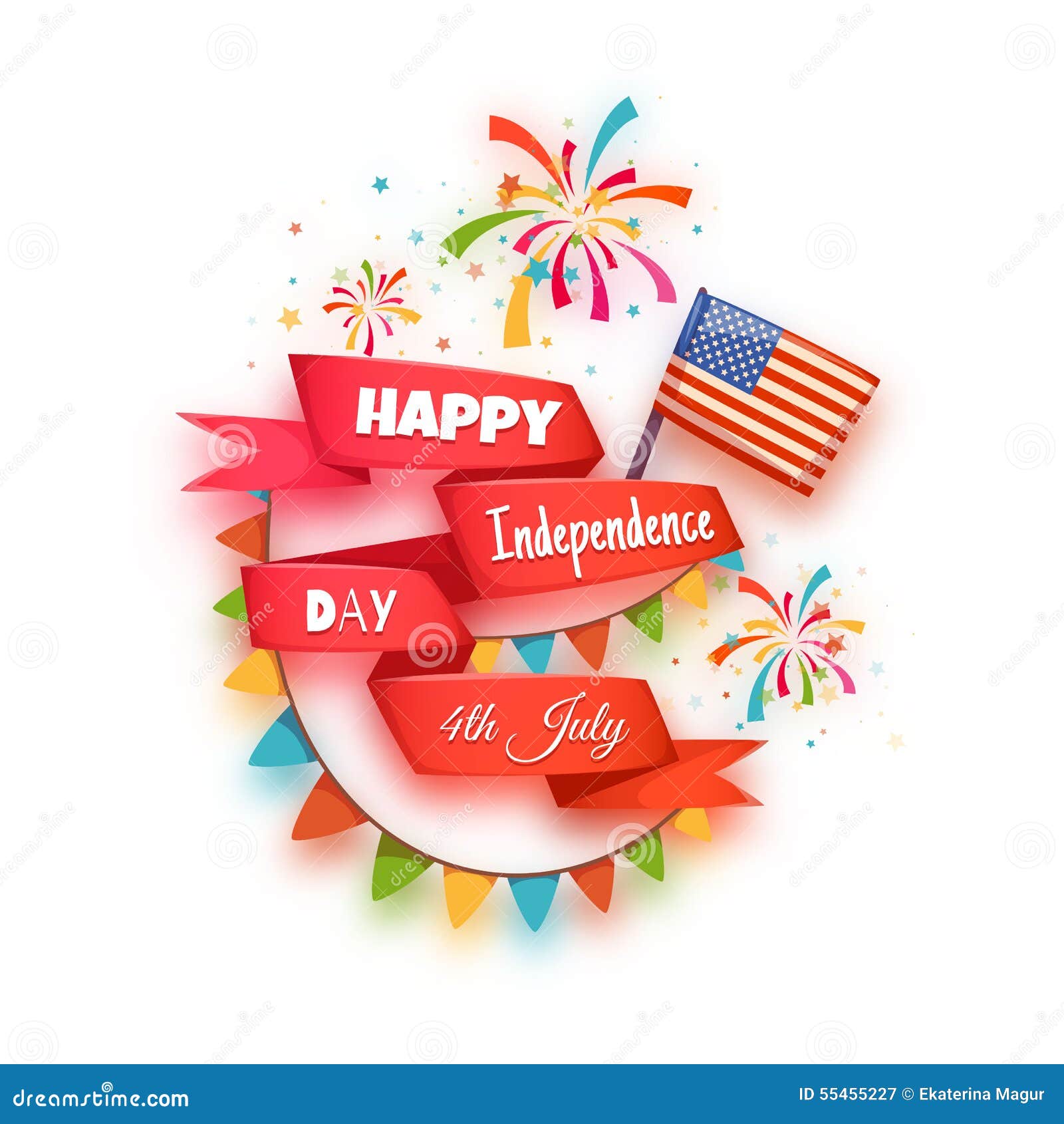 Happy Independence Day Banner. Red Ribbon with Stock Vector ...