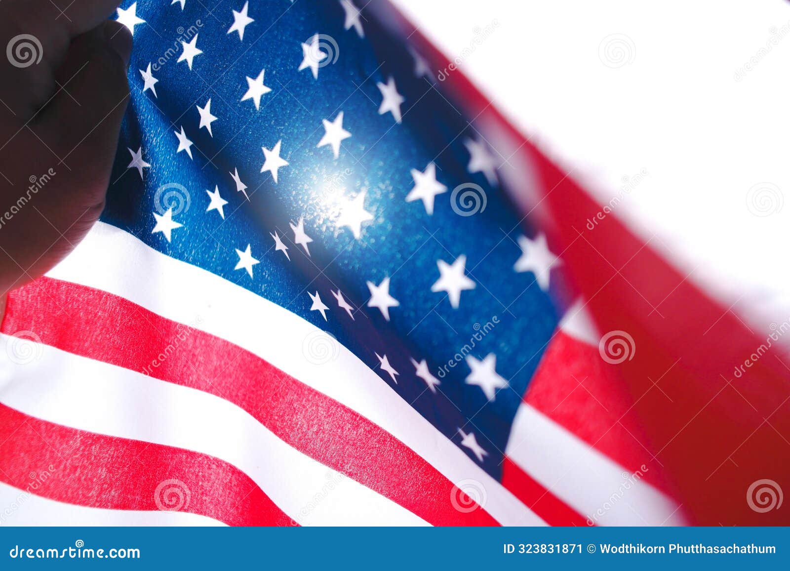 Happy Independence Day Concept , American Flags Wave Close with ...