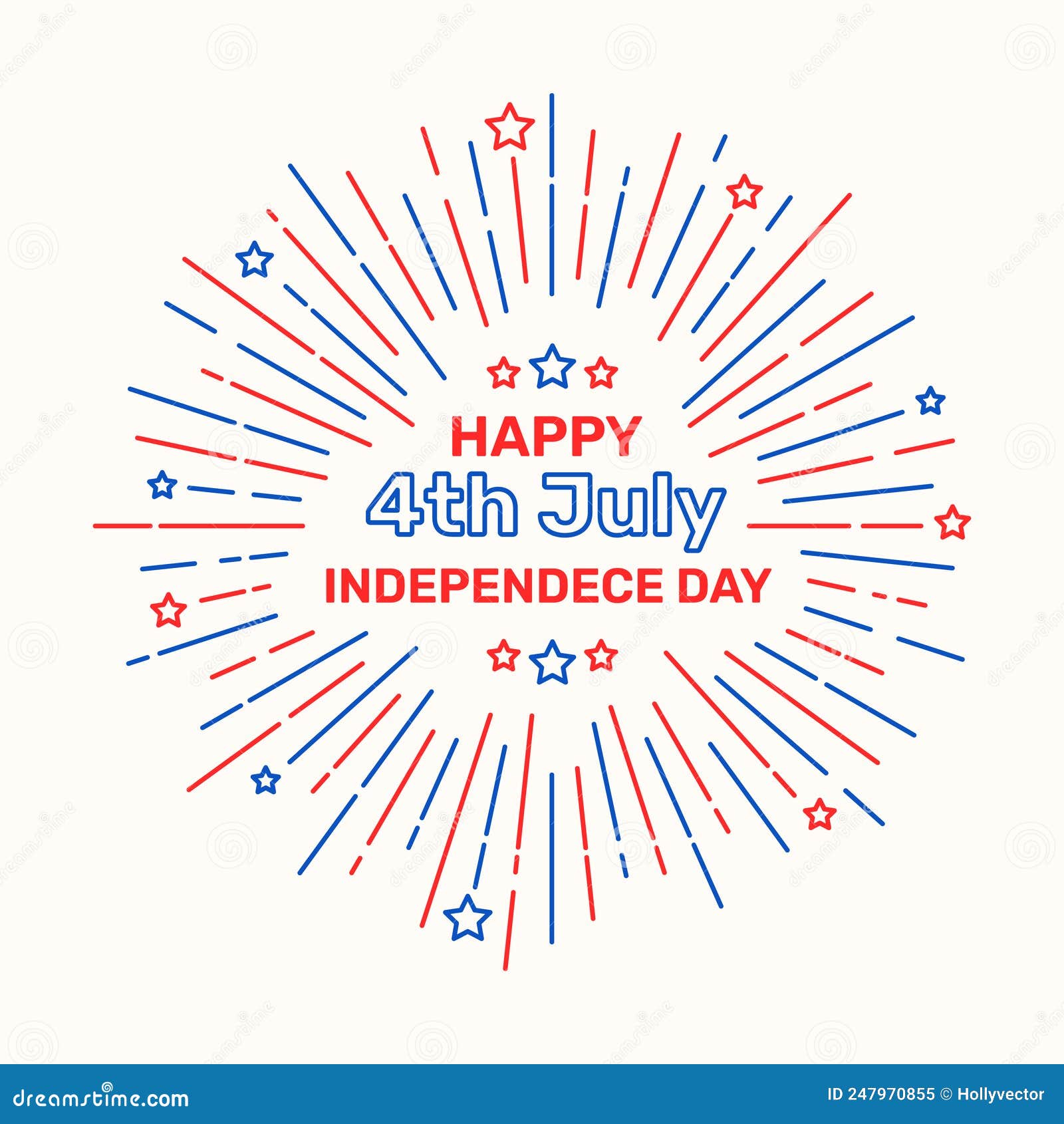 Happy Independence Day Greeting Card, Outline Style. Stock Vector ...