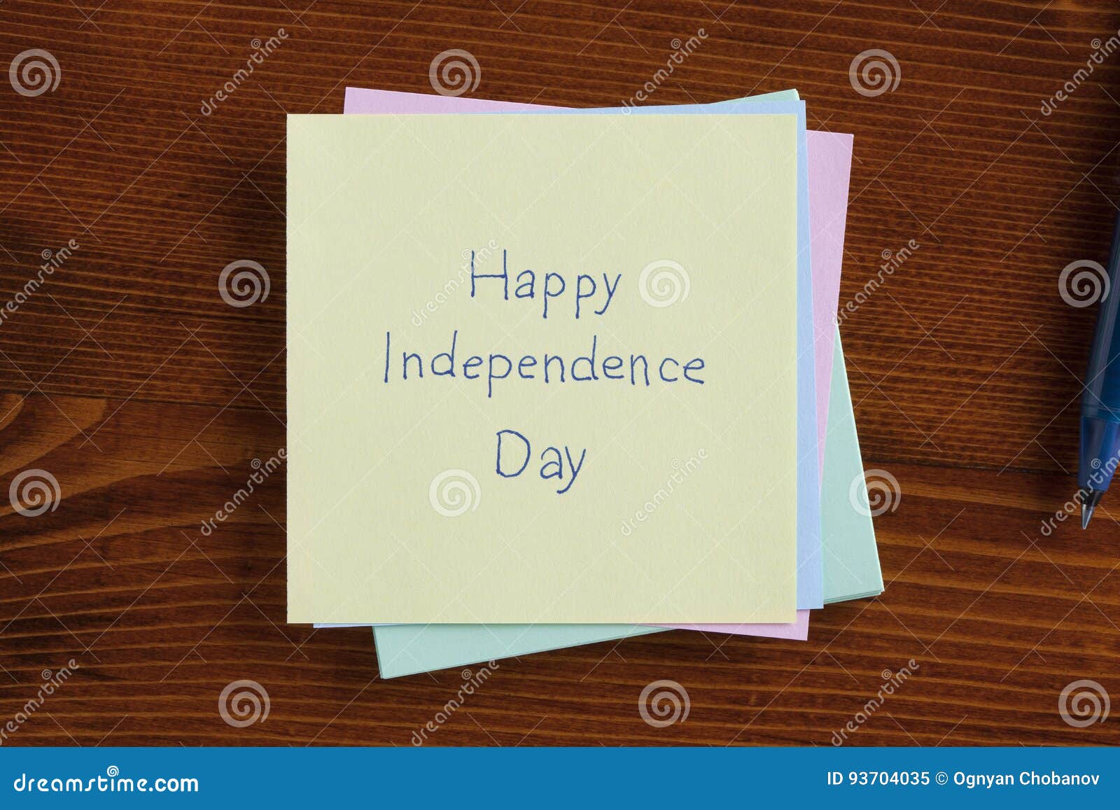 Happy Independence Day Written on a Note Stock Image - Image of message ...