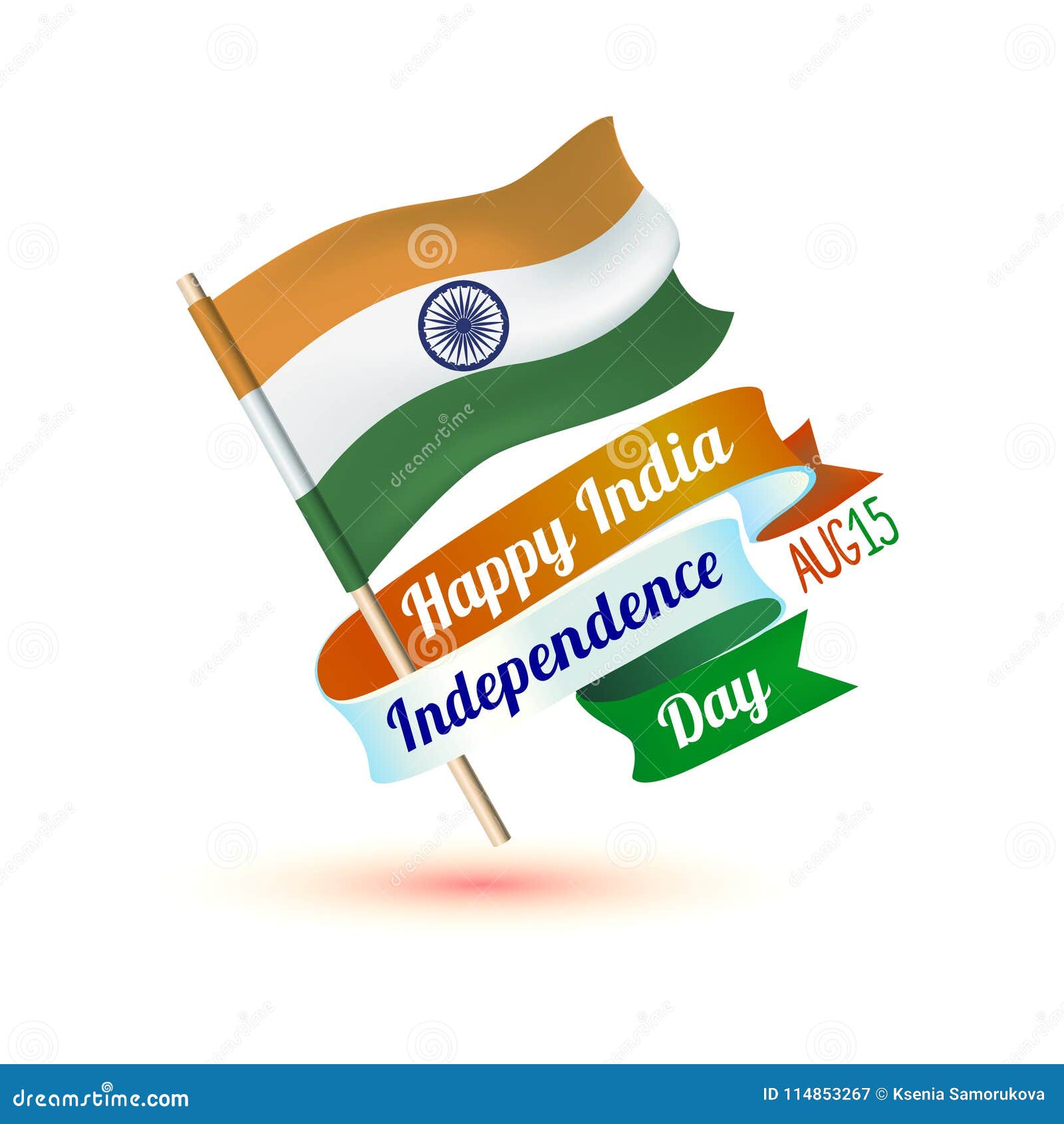 Happy India Independence Day. Congratulation Card with Flag Stock ...