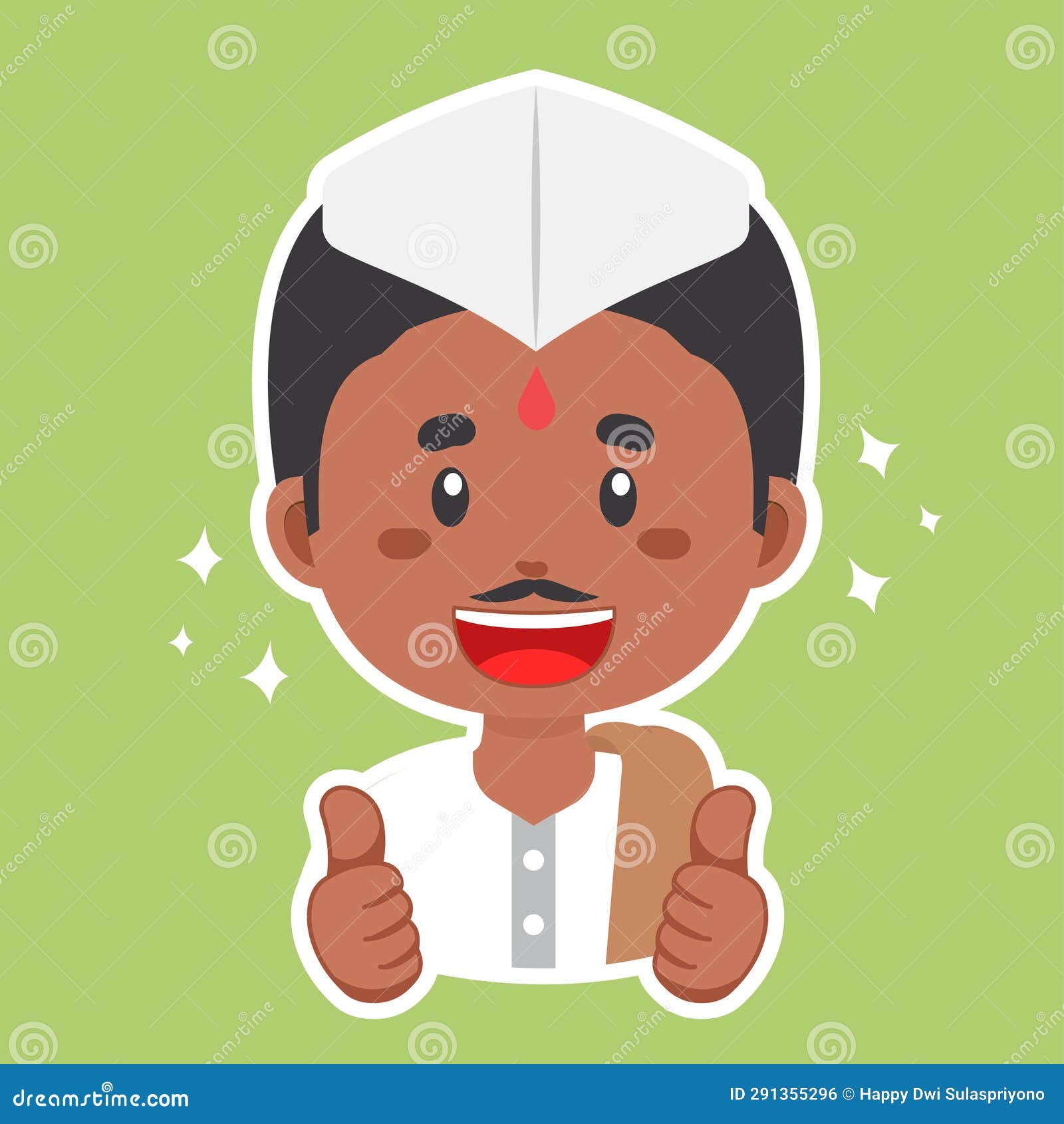 Happy Indian Character Sticker Stock Vector - Illustration of headdress ...