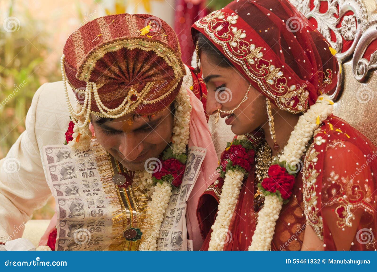 Happy Indian couple stock photo. Image of wedding, smile - 59461832