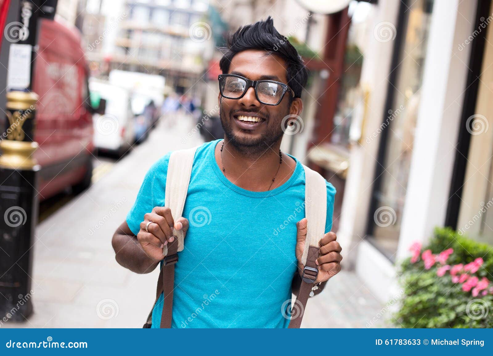 Happy indian man stock image. Image of candid, pack, leisure - 61783633