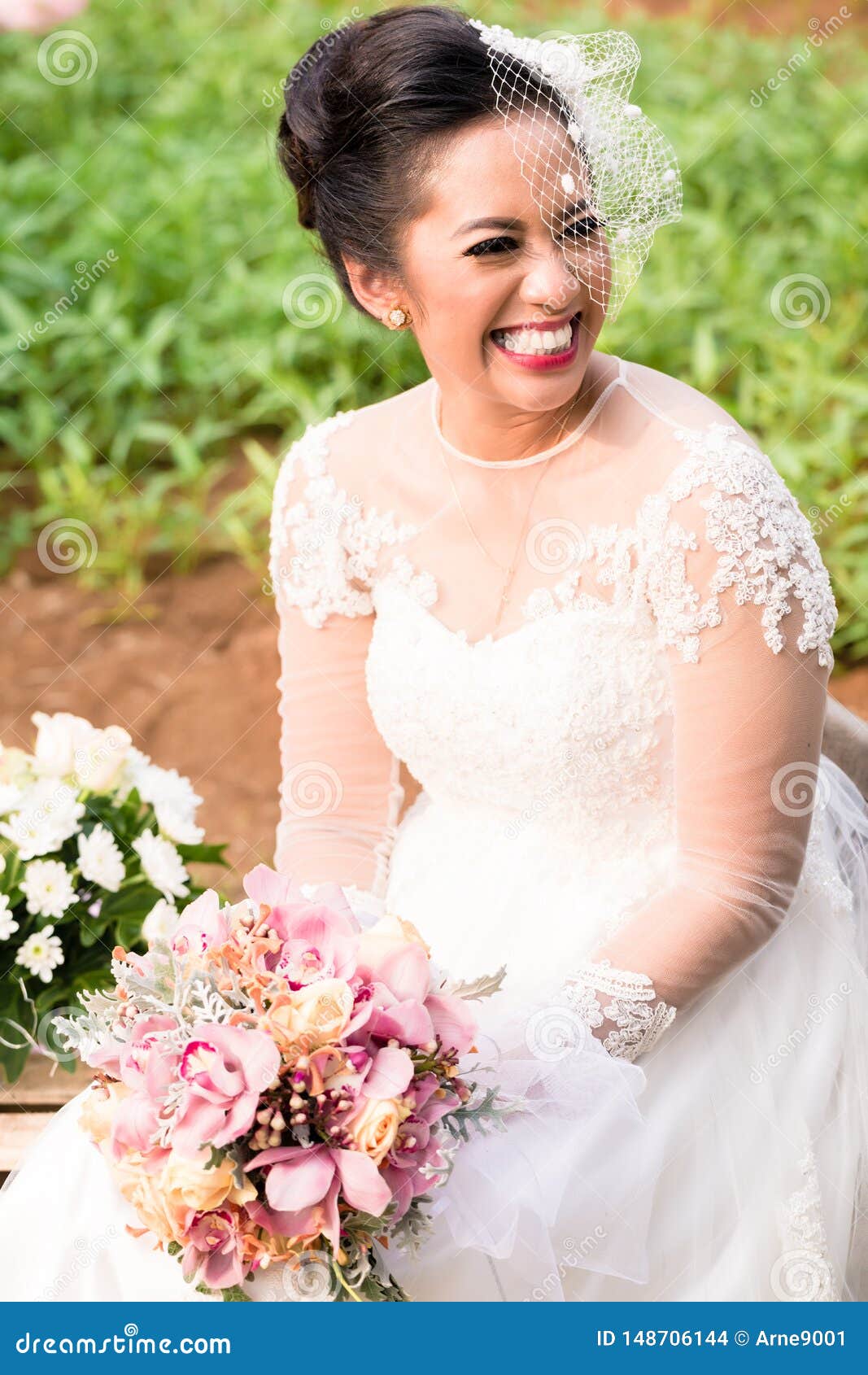 Indonesian Bride on Her Wedding Stock Photo - Image of roses, gown ...