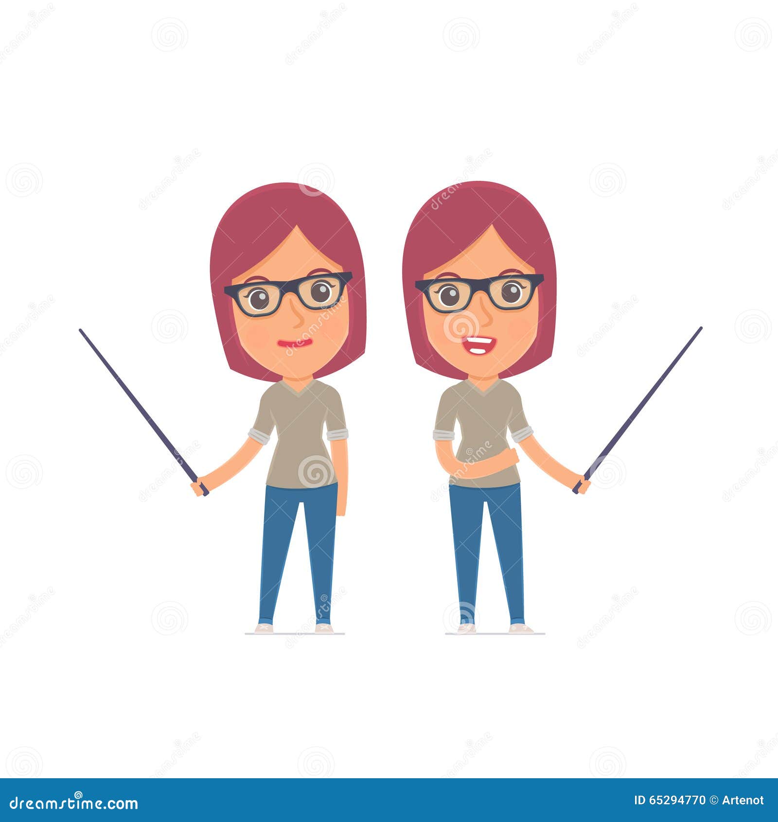 Happy and Intelligent Character Girl Designer Making Presentation Stock ...