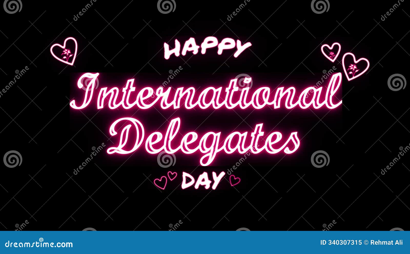 Happy International Delegates Day Neon Text Effect On Black Background ...