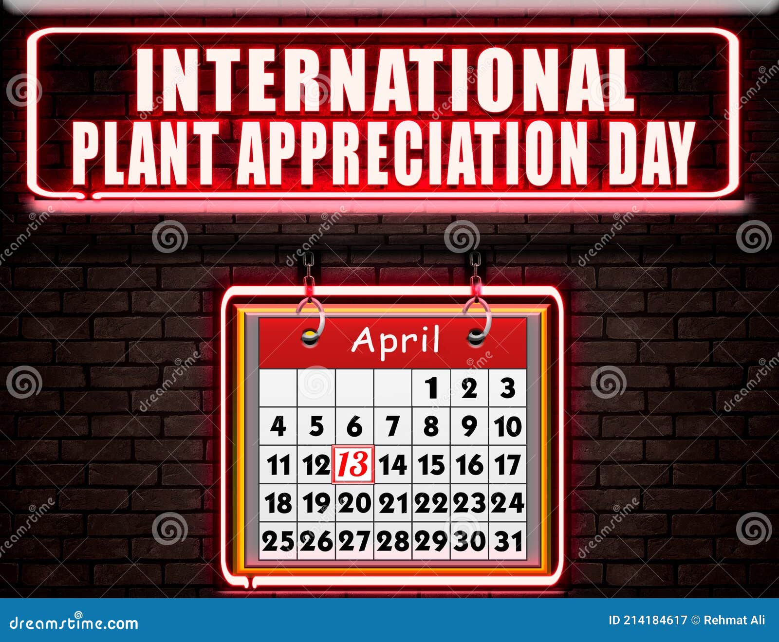 13 April International Plant Appreciation Day Neon Text Effect On
