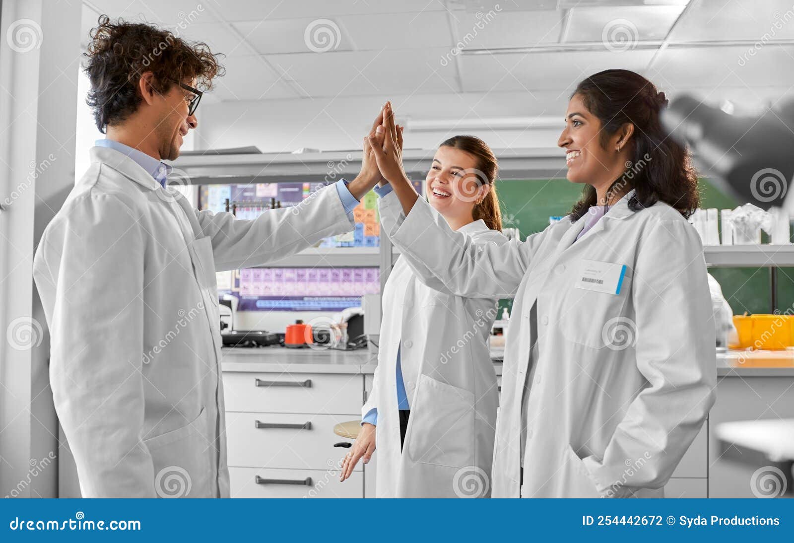 Happy International Scientists in Laboratory Stock Photo - Image of ...