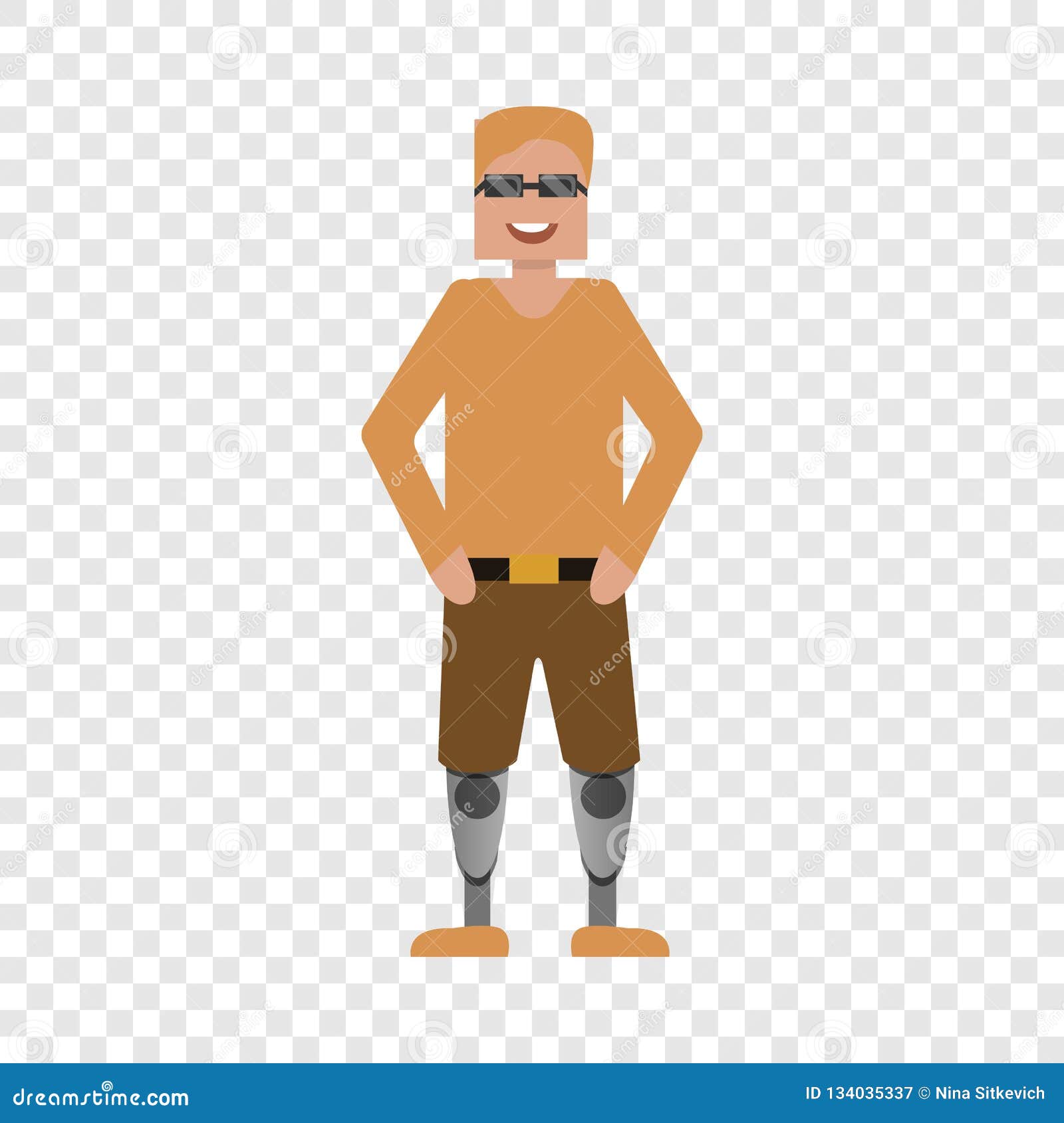 Happy Invalid Man Icon, Flat Style Stock Vector - Illustration of adult ...