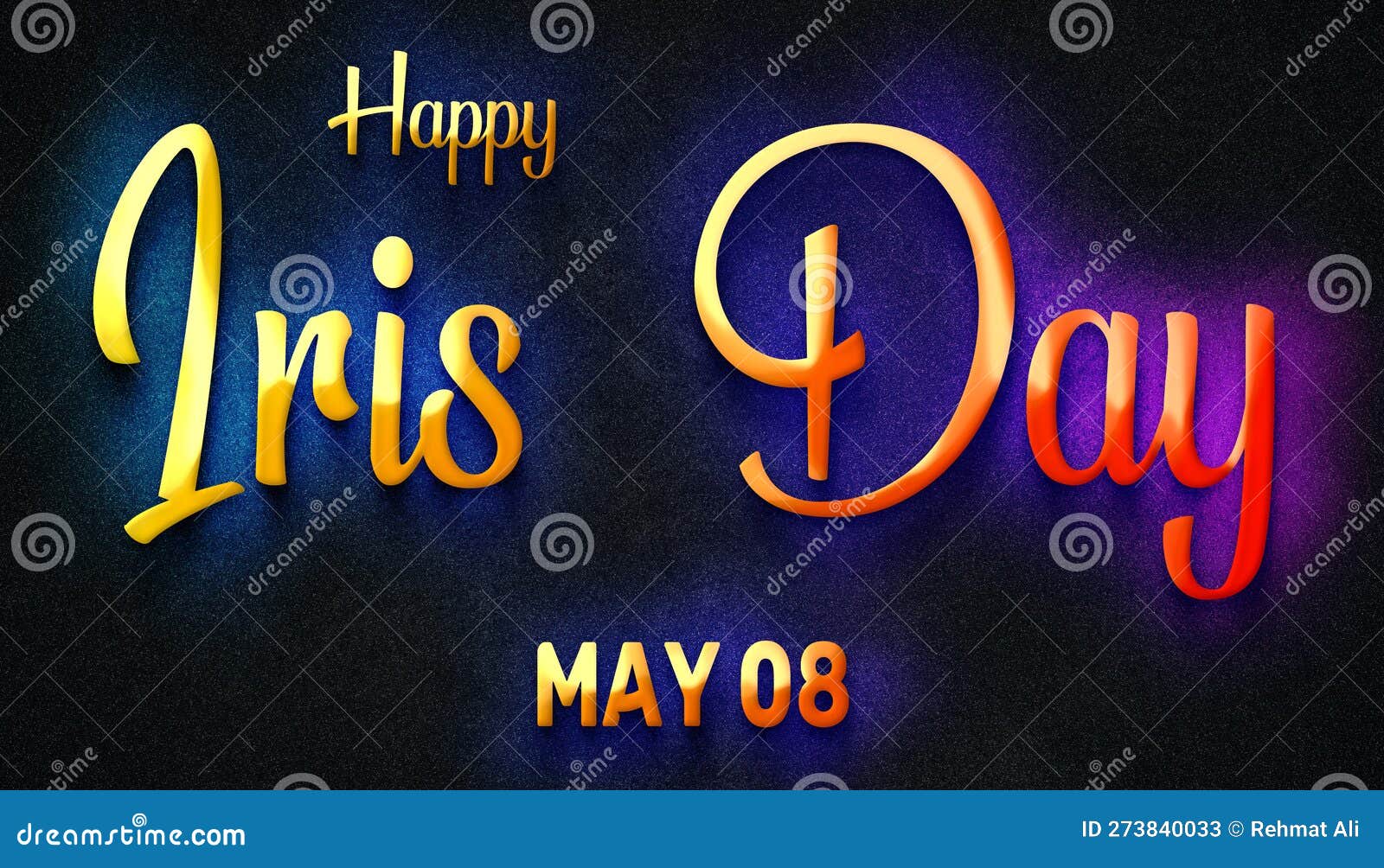 Happy Iris Day, May 08. Calendar of May Neon Text Effect, Design Stock ...