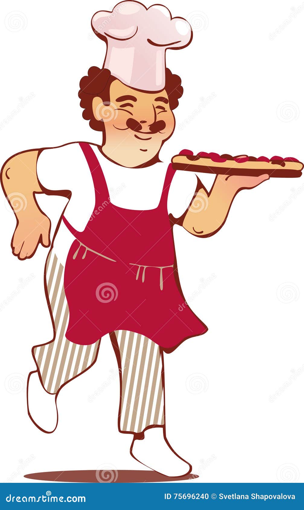 Happy Italian Chef with a Pizza Stock Vector - Illustration of food ...