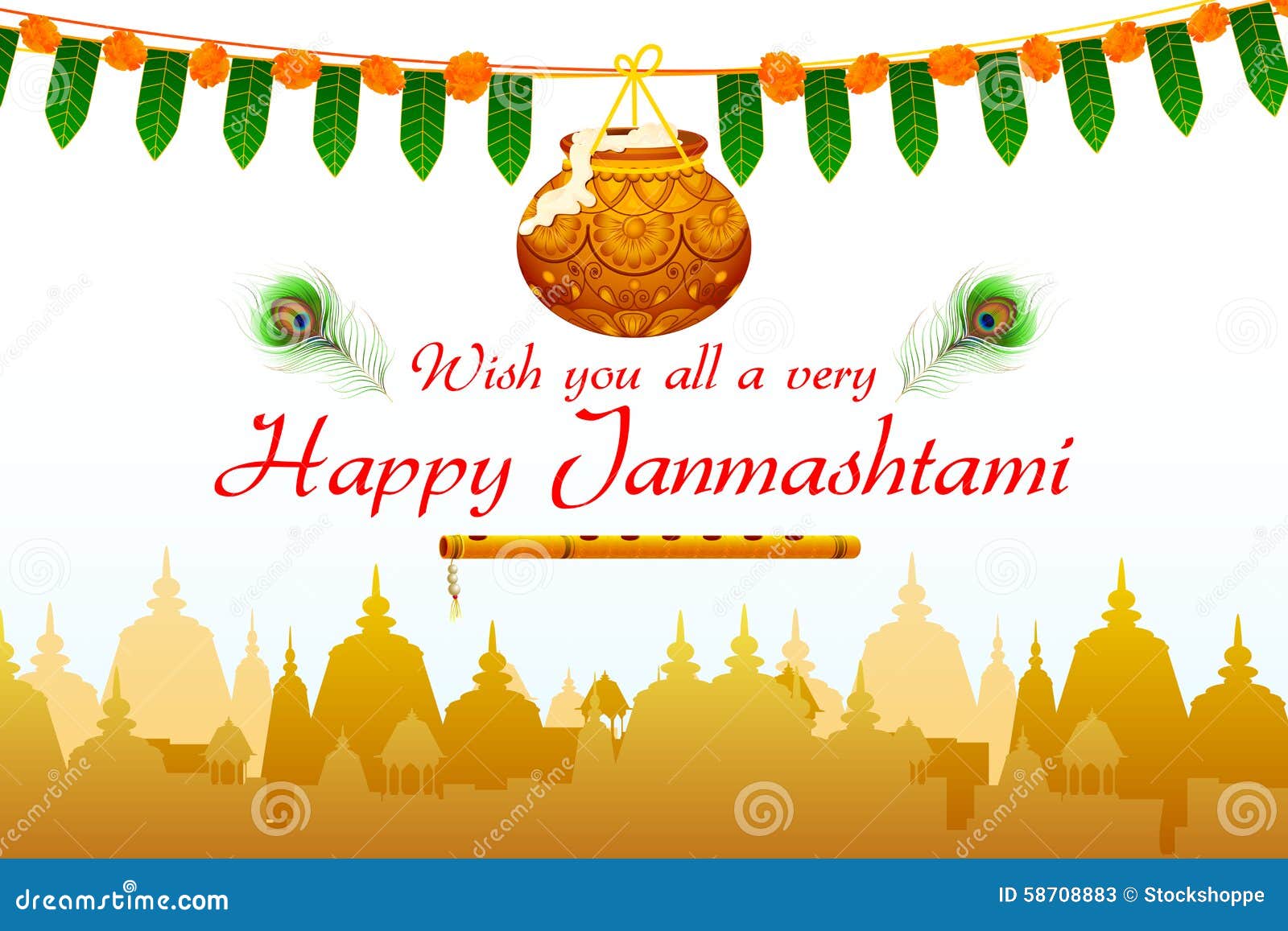 Happy Janmashtami Wallpaper Background Stock Vector - Illustration of ...