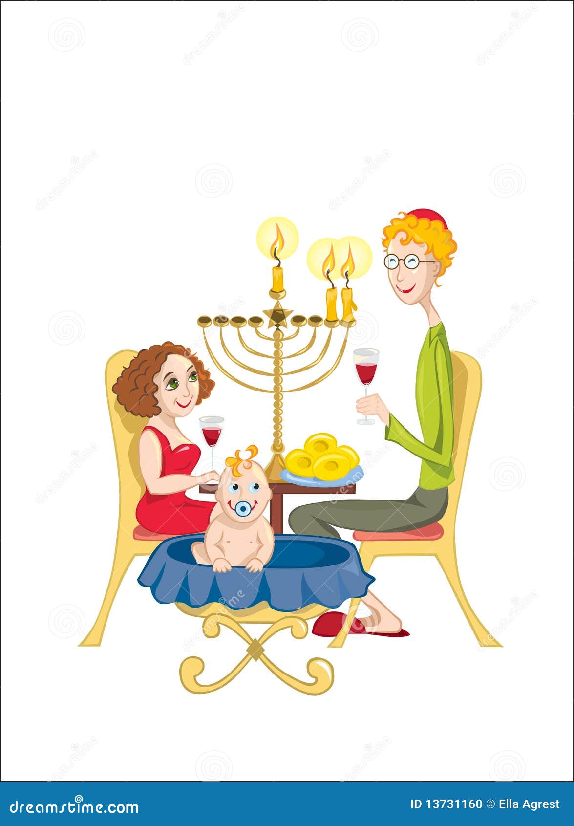 Happy jewish family stock vector. Illustration of kids - 13731160