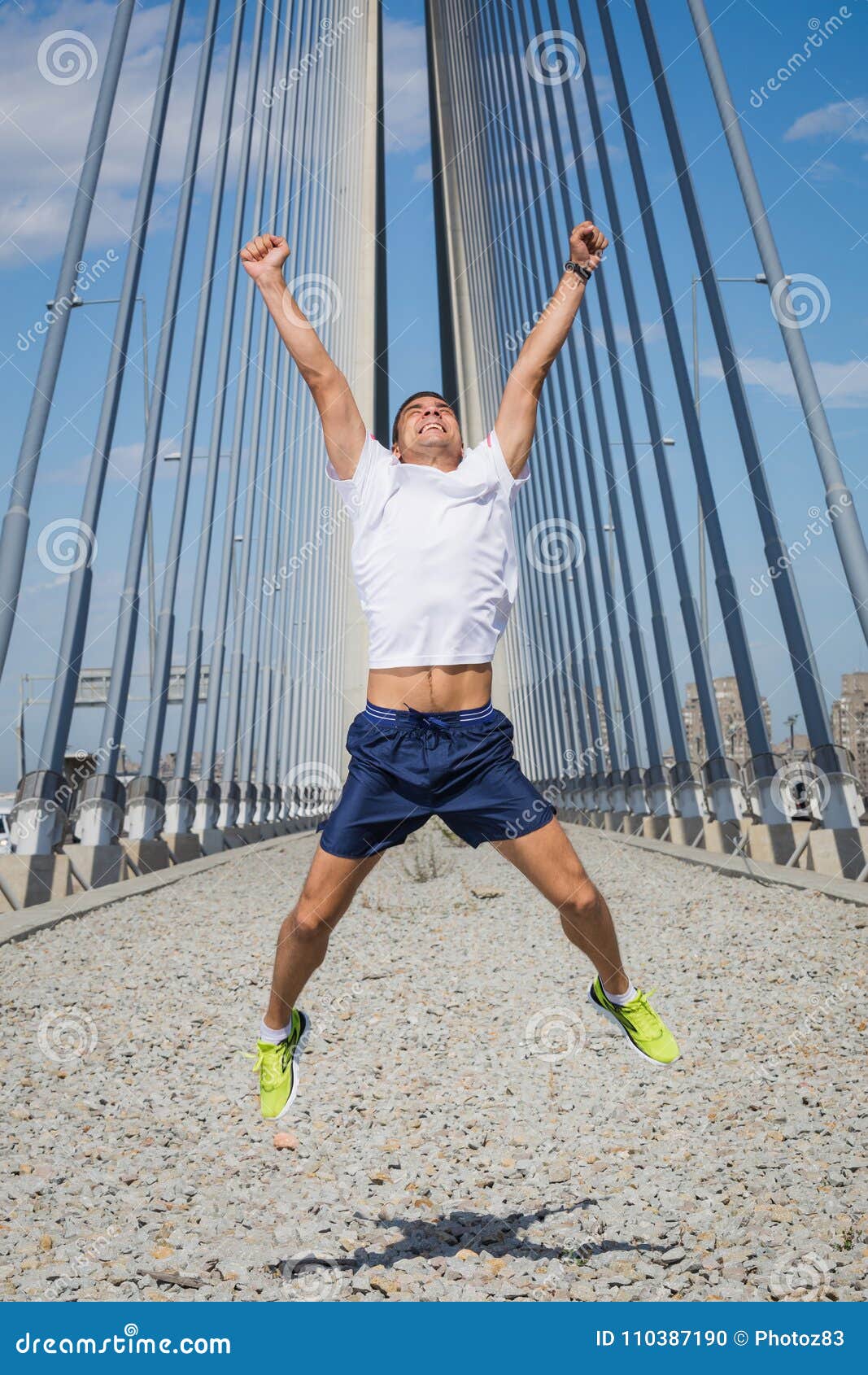 Runner jumping up stock photo. Image of jogging, jumping - 110387190