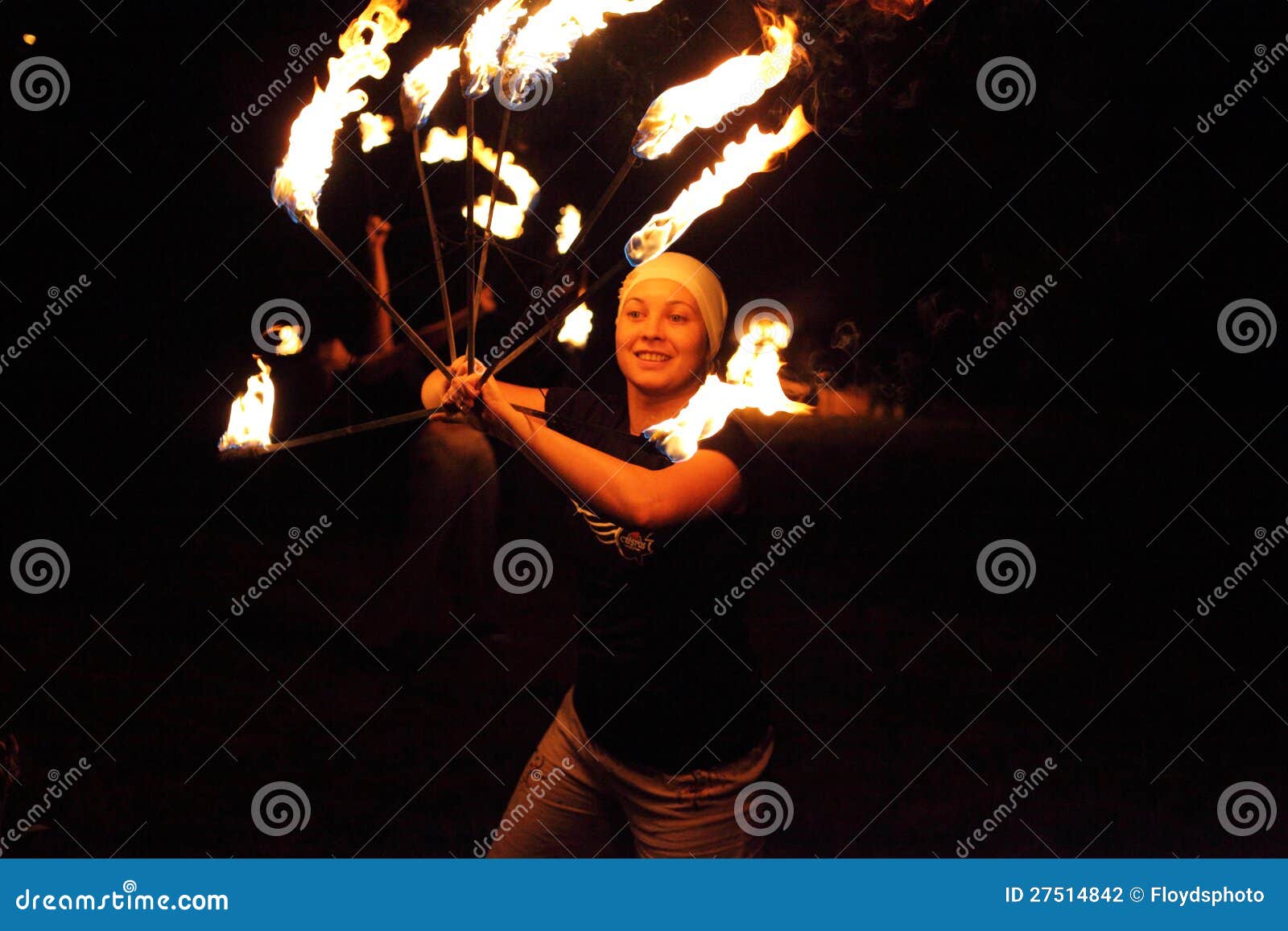 Happy Juggler Girl Playing with Fire Editorial Photography - Image of ...