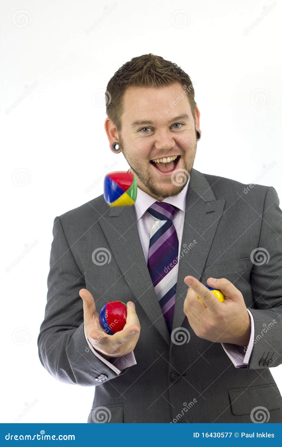 Happy Juggling Businessman stock image. Image of indoors - 16430577