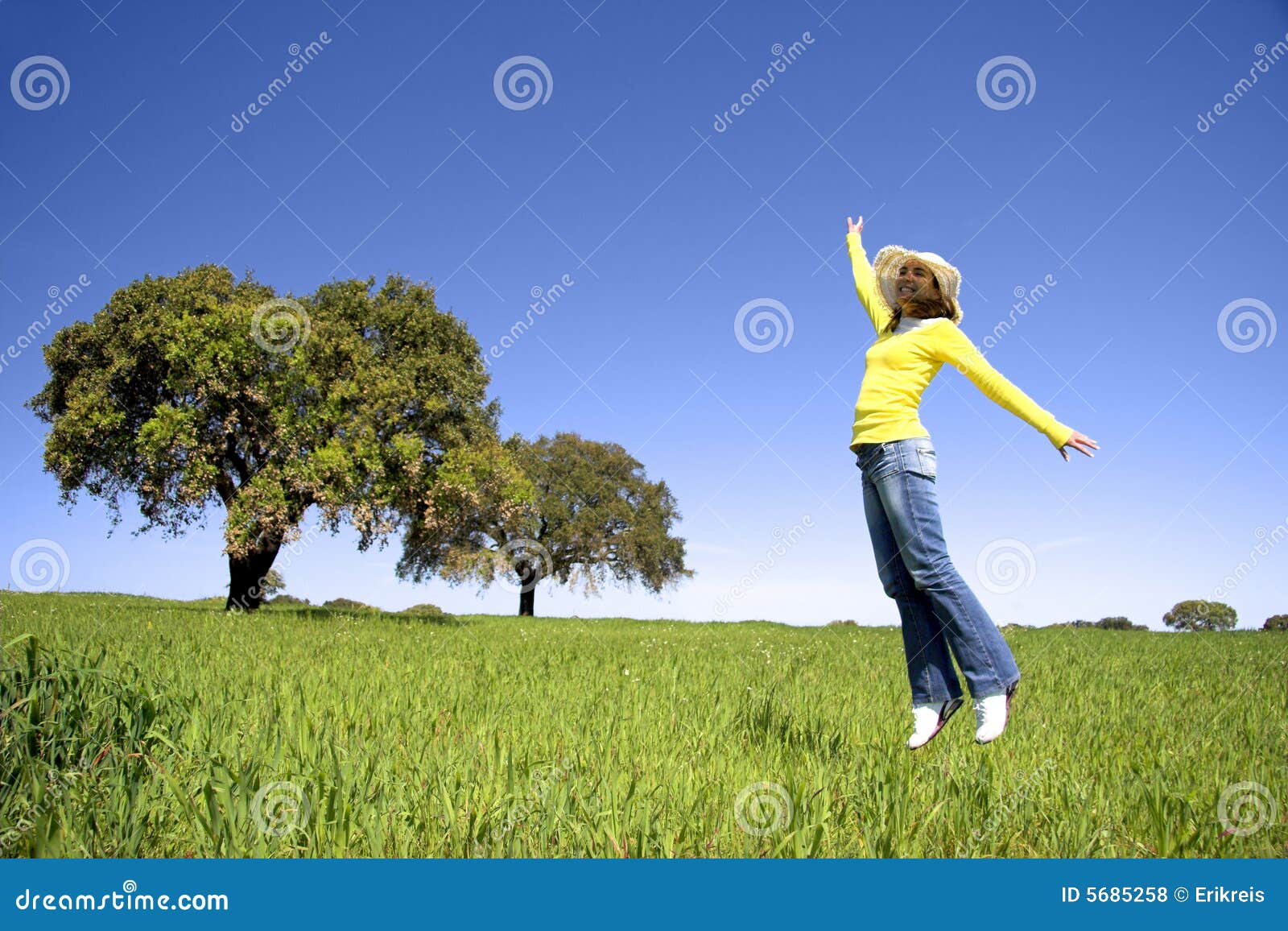 Happy Jump stock photo. Image of nature, girls, energy - 5685258