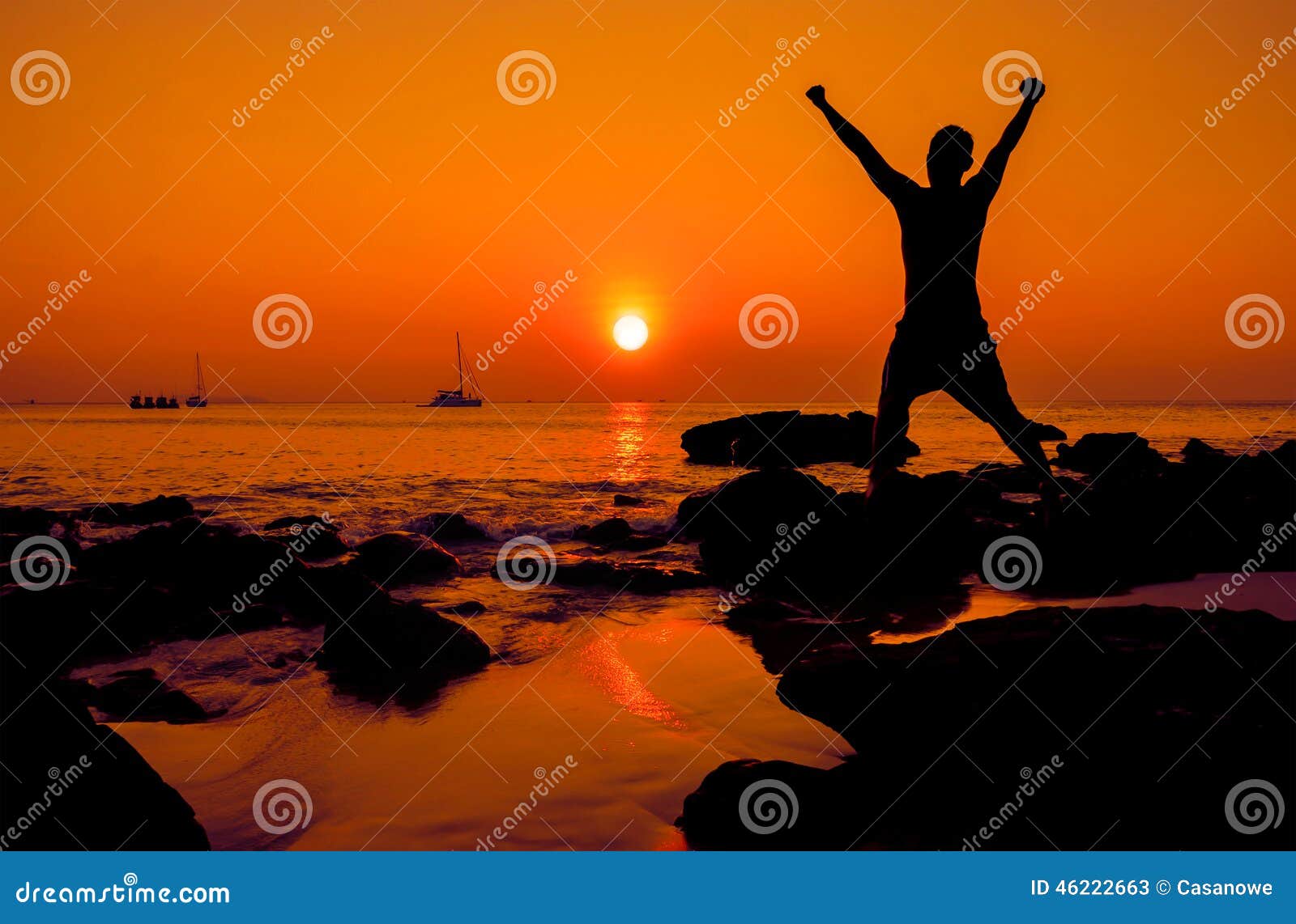 Happy Jump during Sunset at the Beach Stock Image - Image of ocean ...