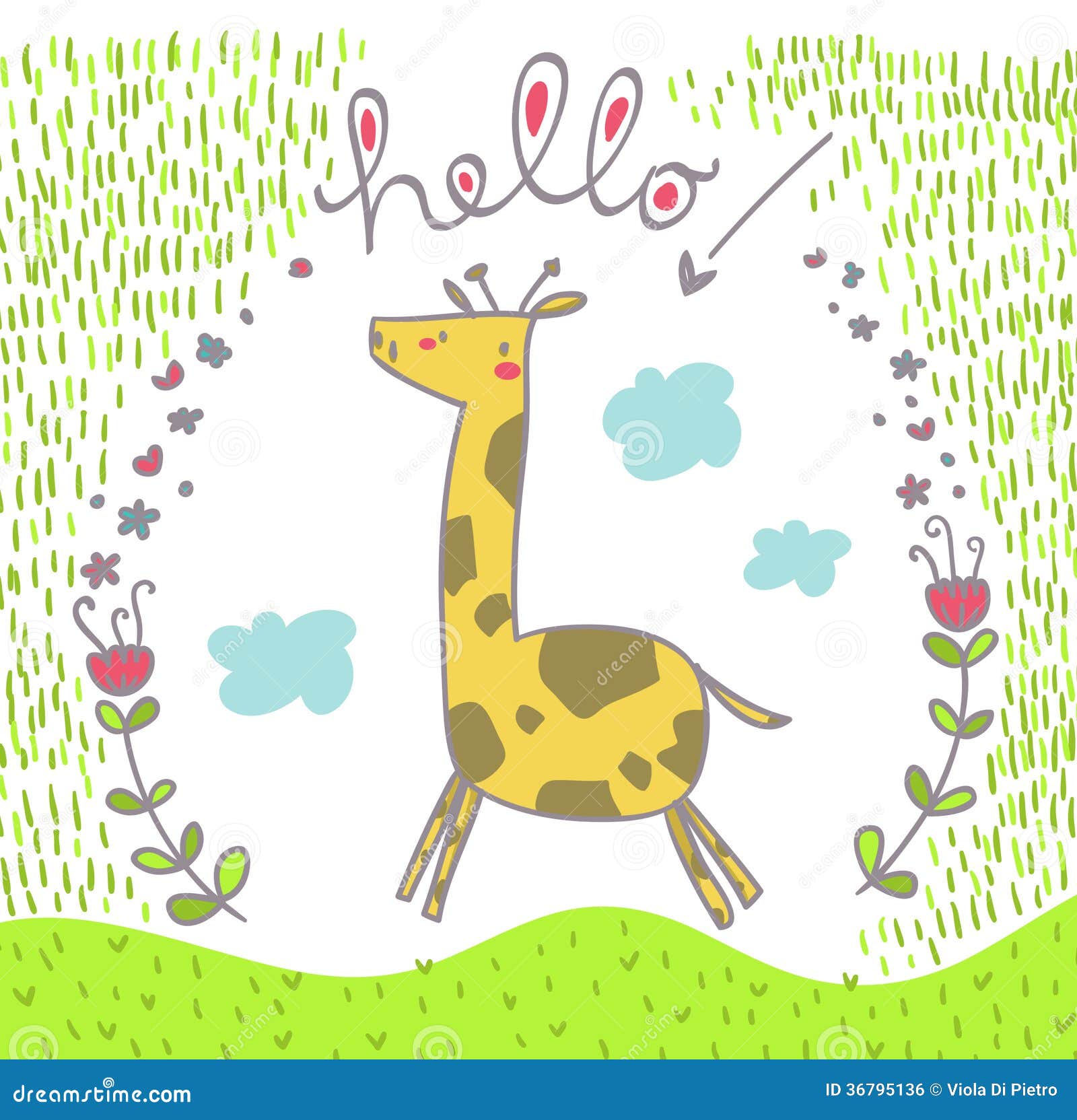 Happy jumping giraffe stock illustration. Illustration of neck - 36795136