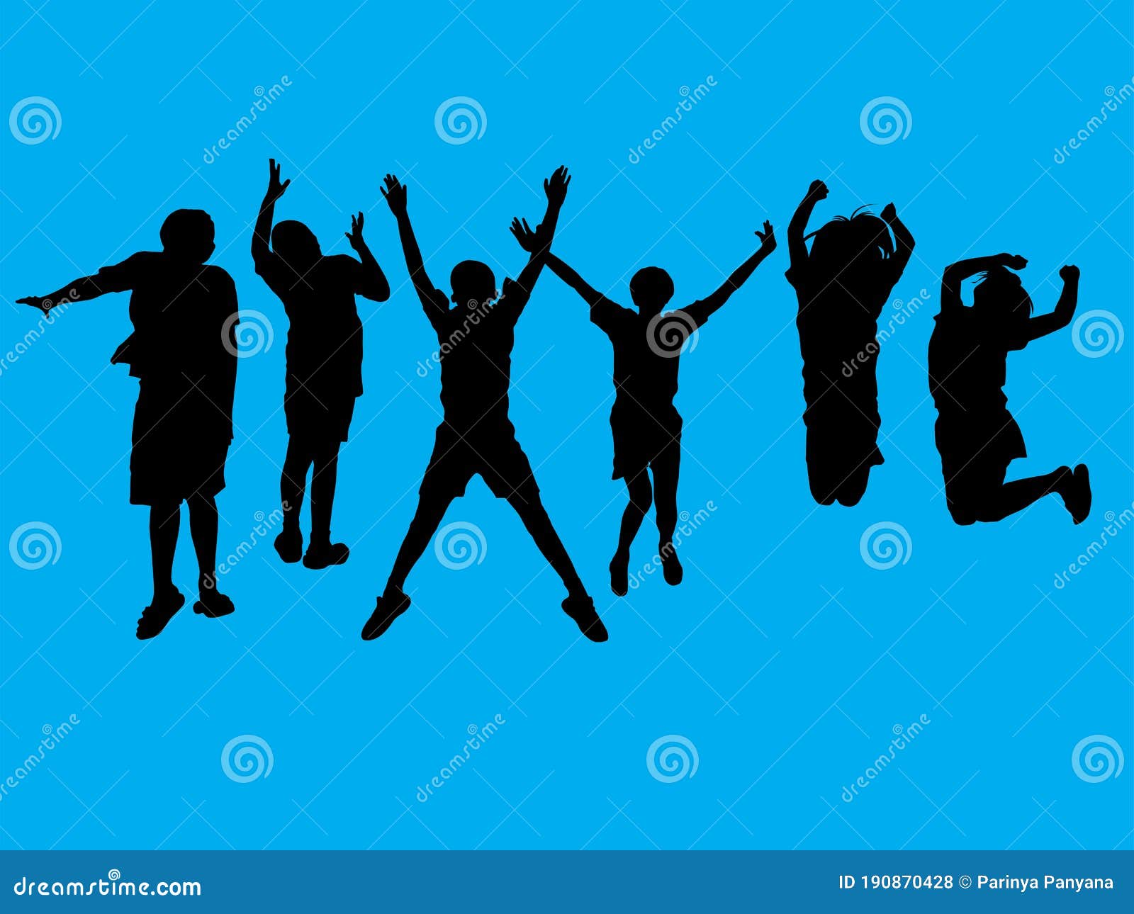 Happy Jumping team stock vector. Illustration of share - 190870428