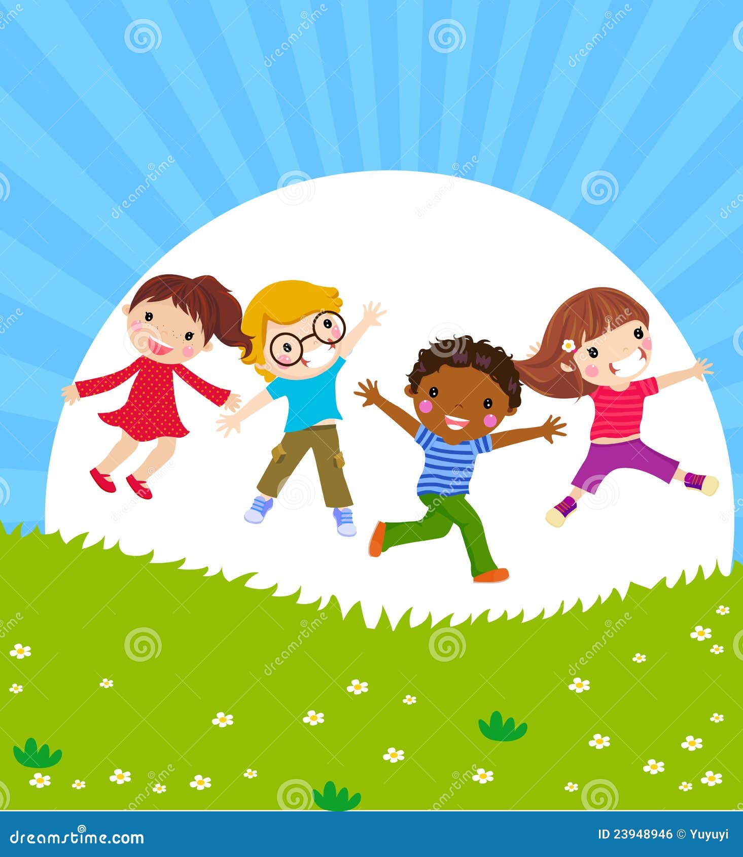 Happy jumping kids stock vector. Illustration of laughing - 23948946