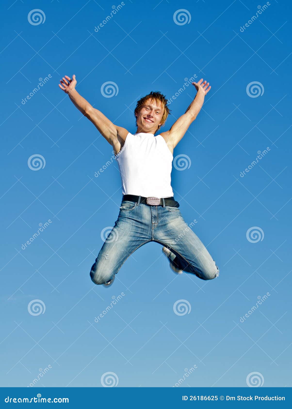 Happy jumping man stock image. Image of caucasian, cheerful - 26186625