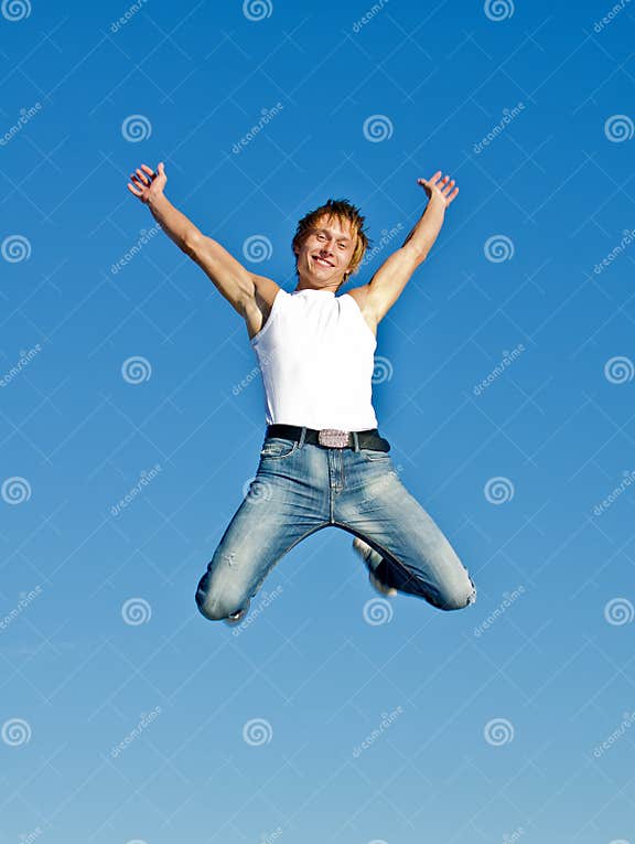 Happy jumping man stock image. Image of caucasian, cheerful - 26186625